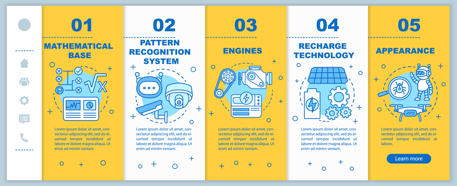 Technology In Robotics Onboarding Mobile Web Pages Vector Template