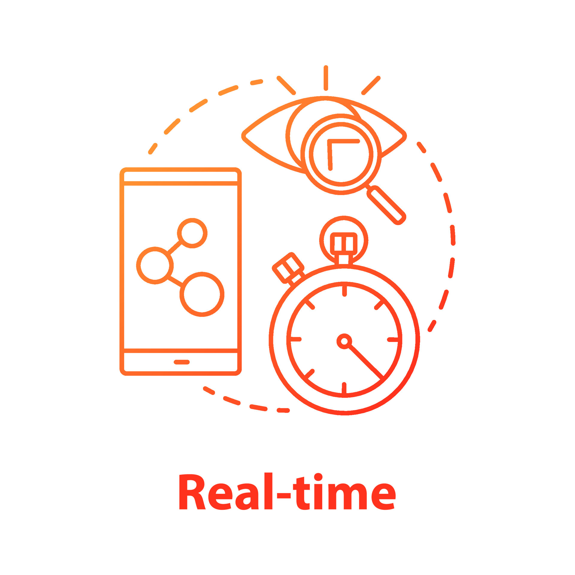 Real-time concept icon. Software development tools idea thin line ...