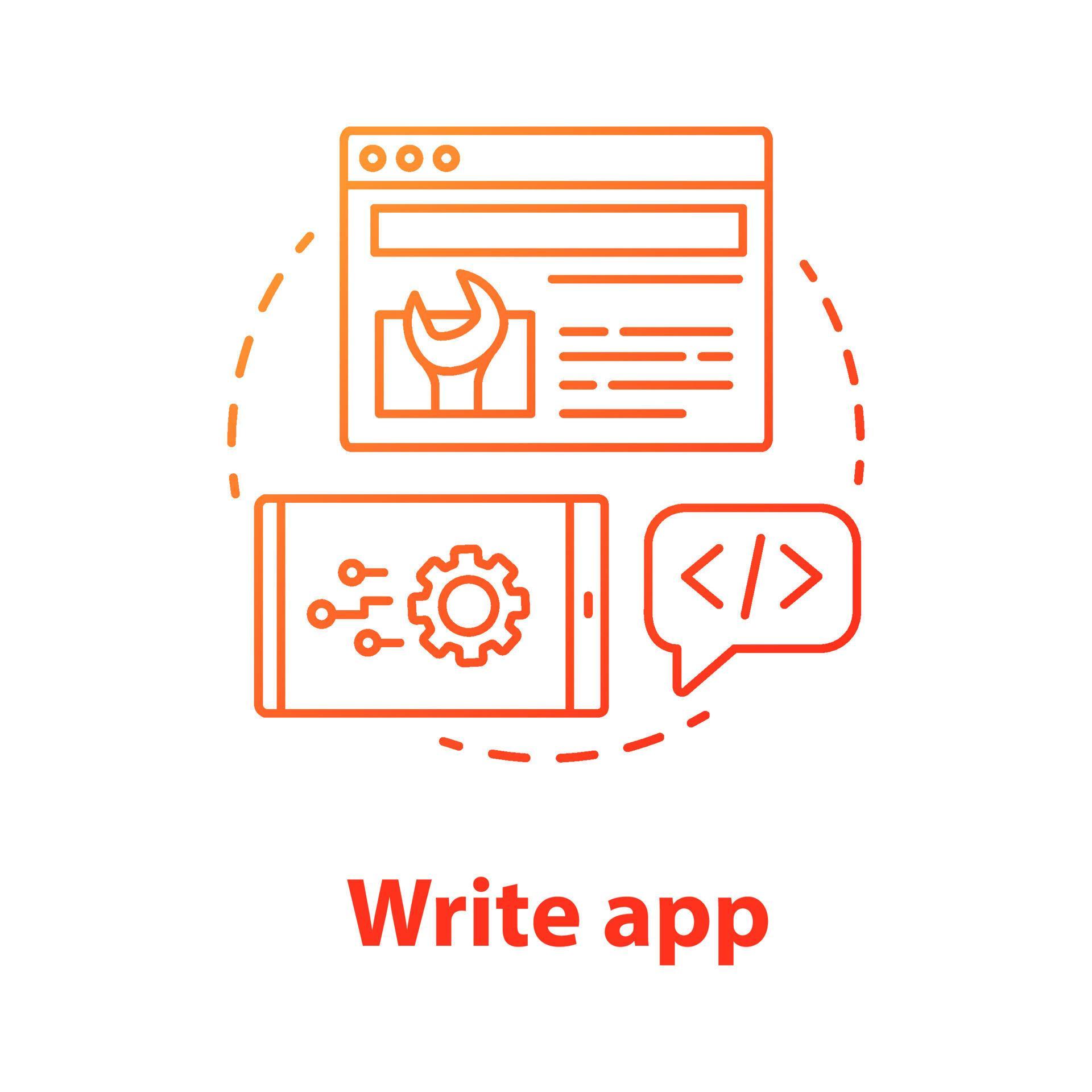 Write app concept icon. Software development idea thin line ... Write app concept icon. Software development idea thin line ...