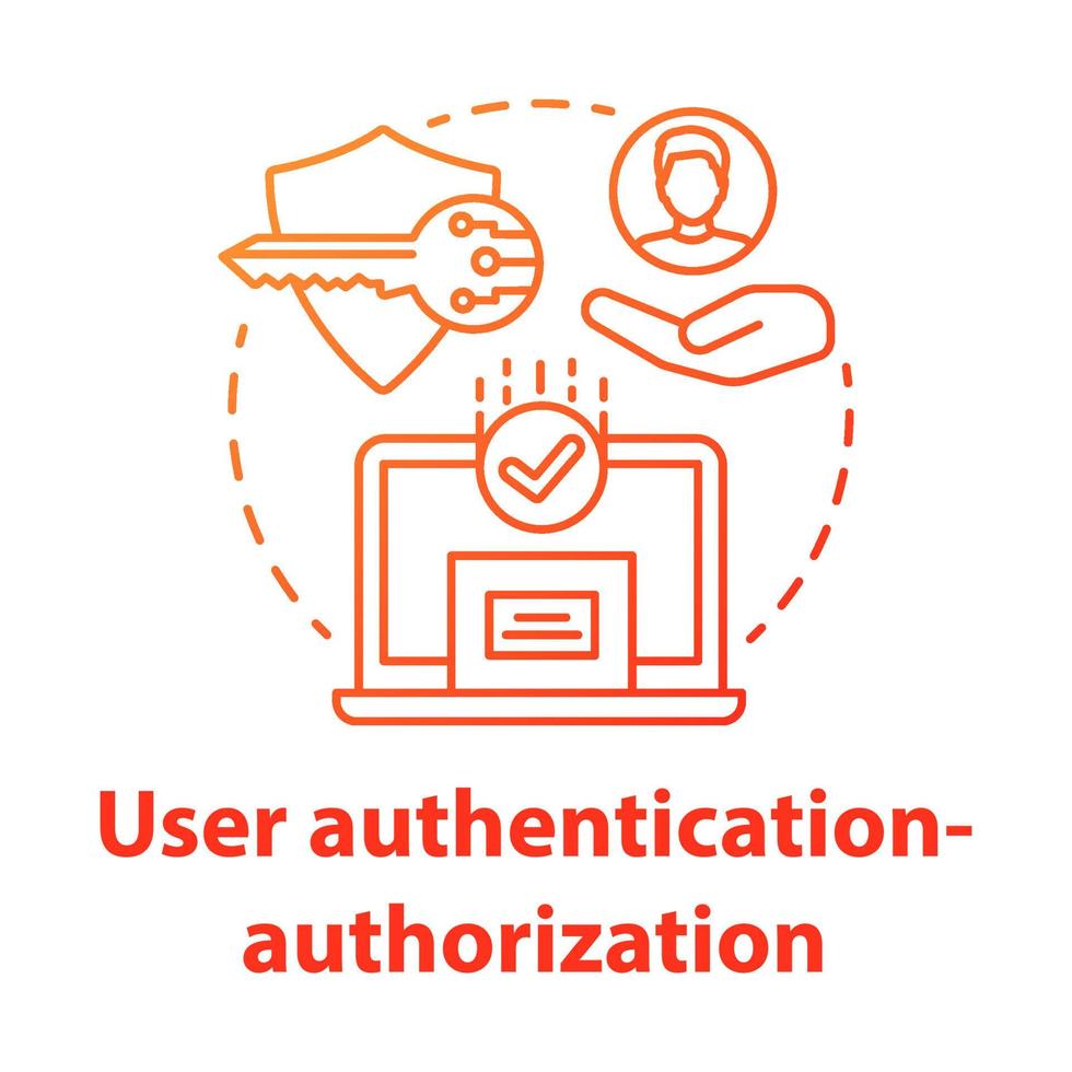User authentication-authorization concept icon. Software development kit idea thin line ...