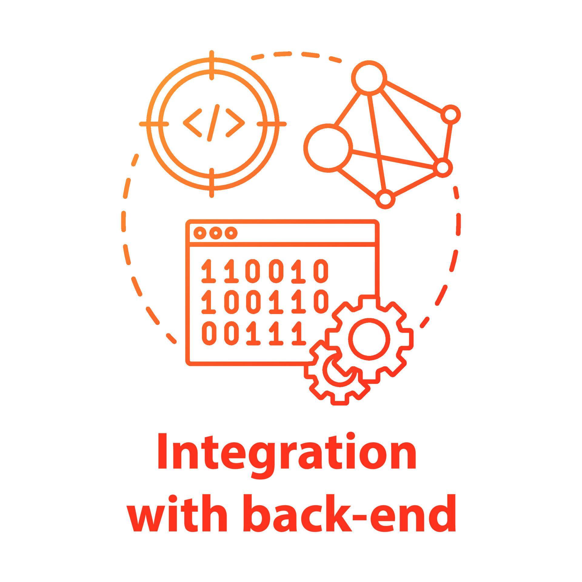 Integration with back-end concept icon. Software development kit idea ...