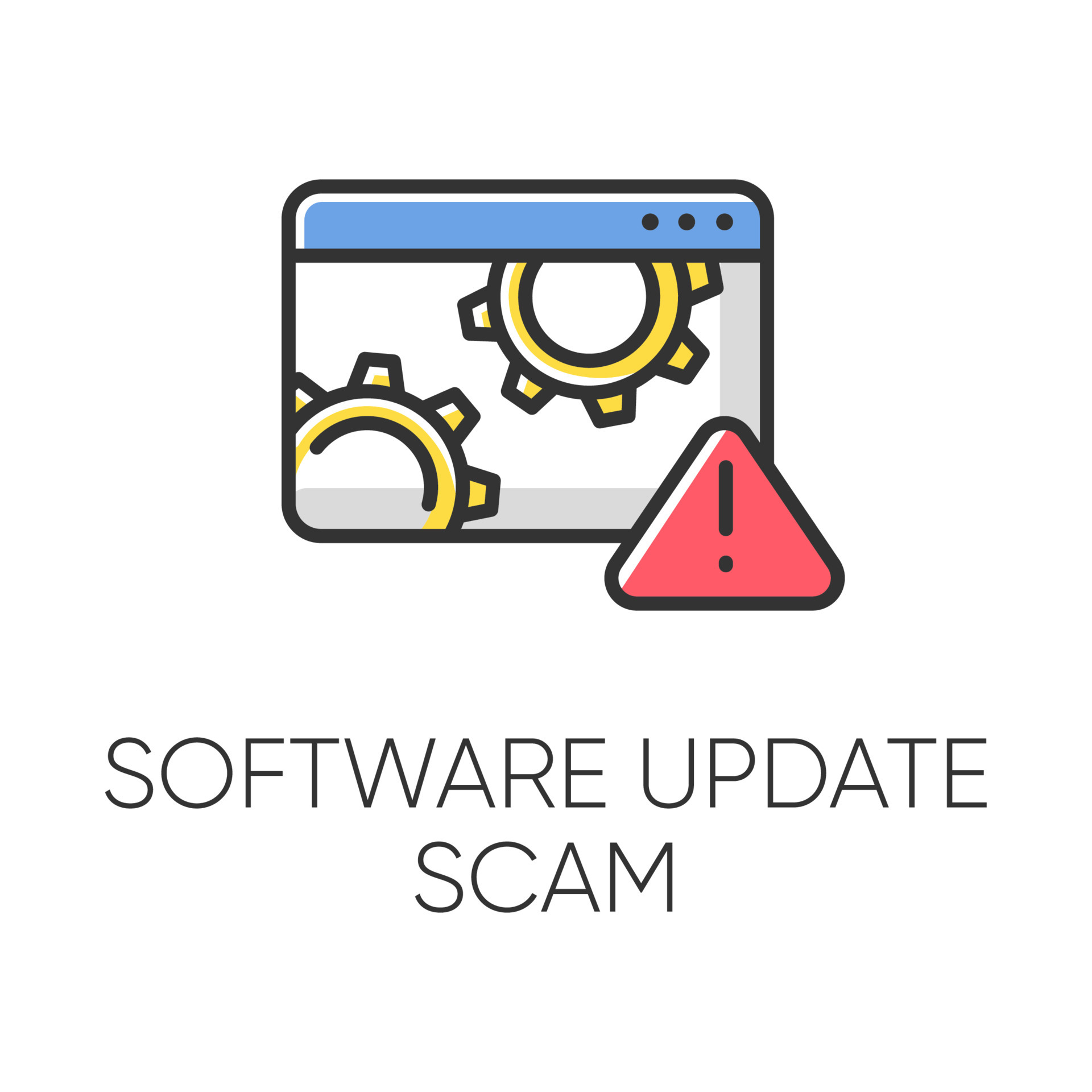 Software update scam color icon. Fake system, program upgrade. Malware ...