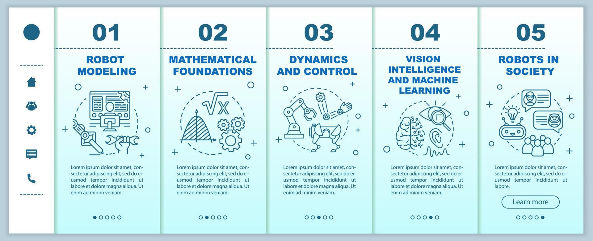 Robotics Courses Onboarding Mobile Web Pages Vector Template Cybernetics Responsive Smartphone