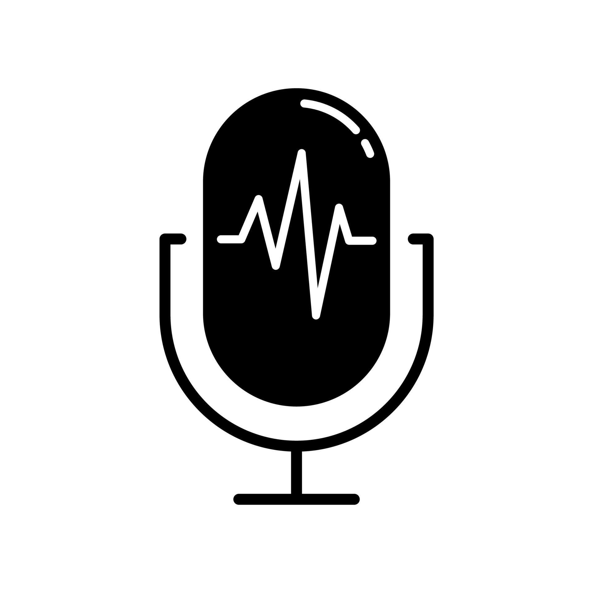 Voice recording process glyph icon. Soundwave, waveform, speaker ...