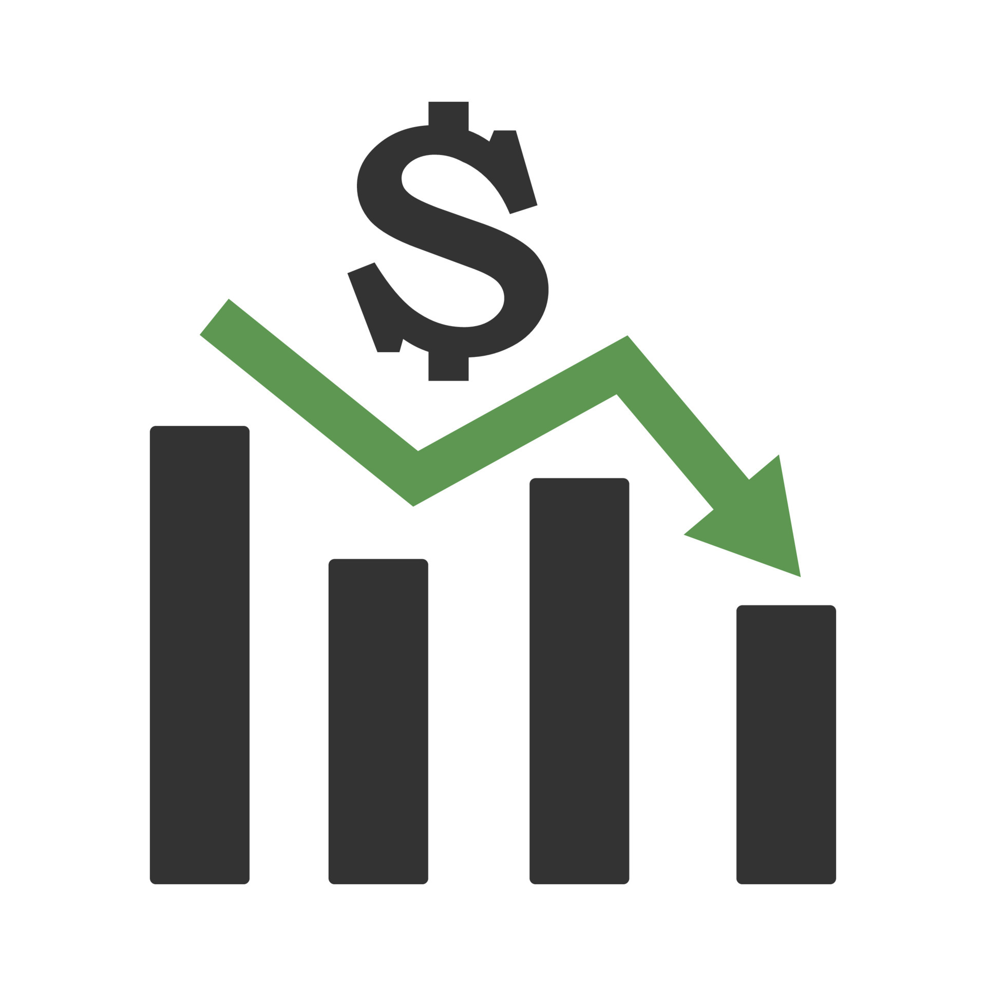 Dollar Decrease vector icon 4439461 Vector Art at Vecteezy