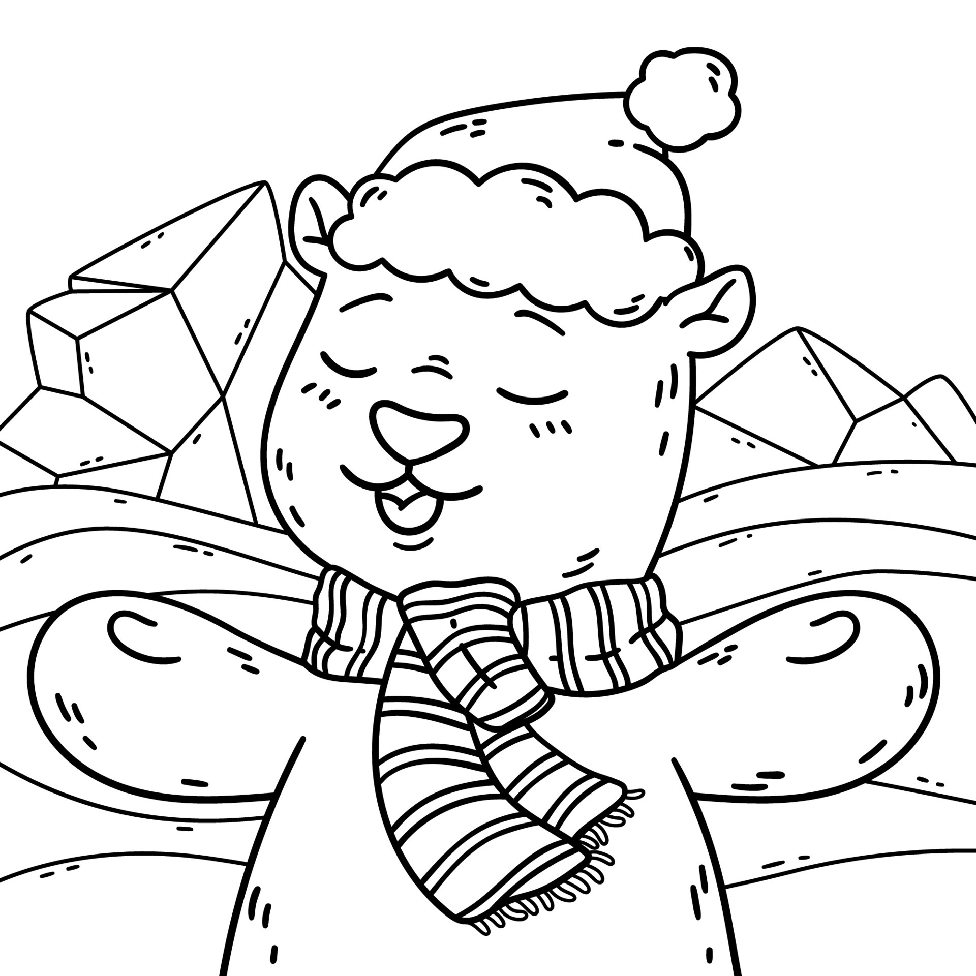Christmas Polar Bear Coloring Page