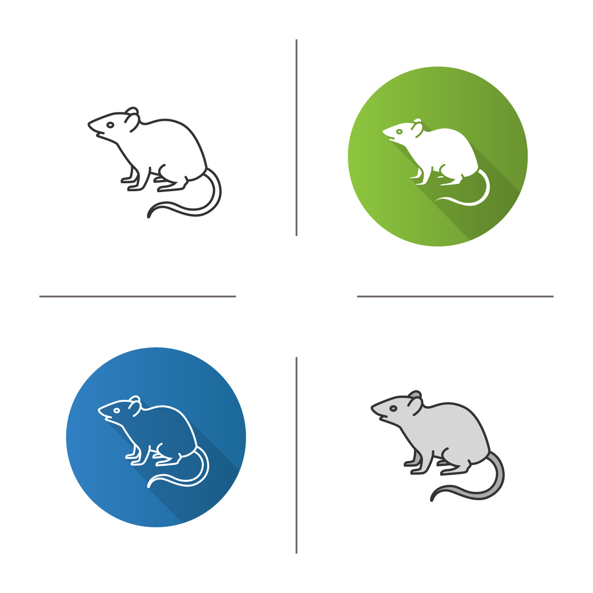 Mouse, rat icon. Flat design, linear and color styles. Rodent. Pest ...