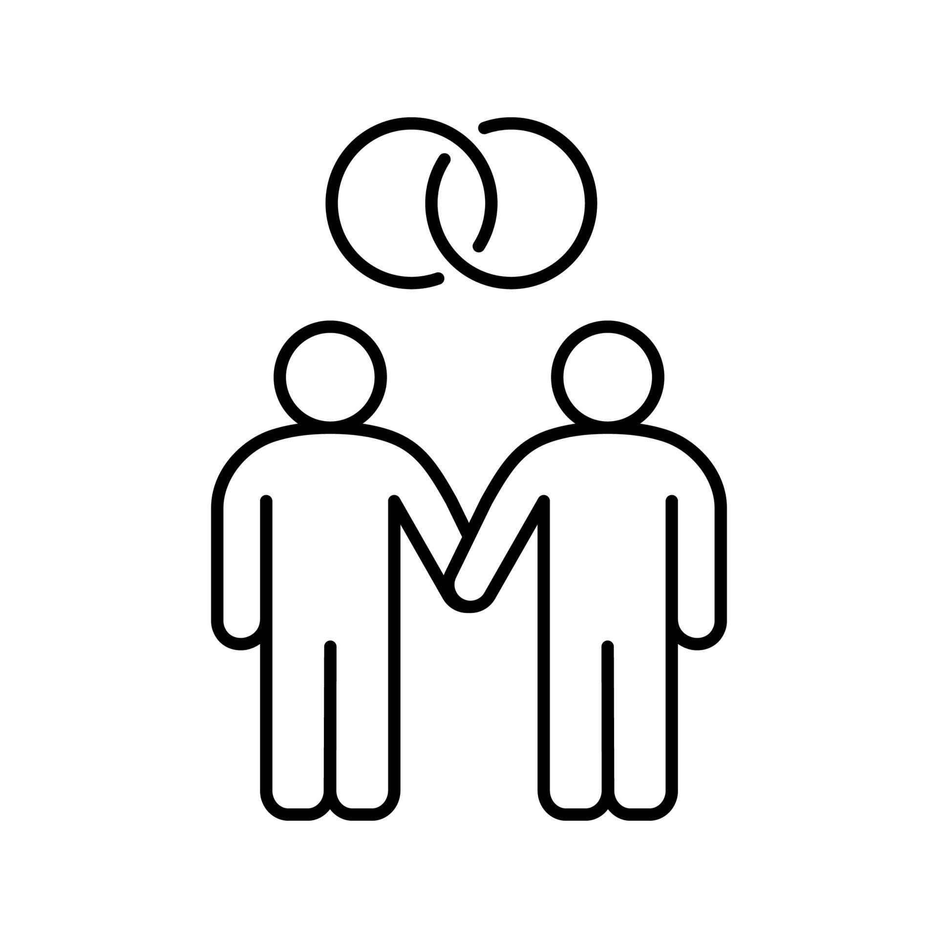 Gay Marriage Linear Icon Homosexual Couple Thin Line Illustration Two