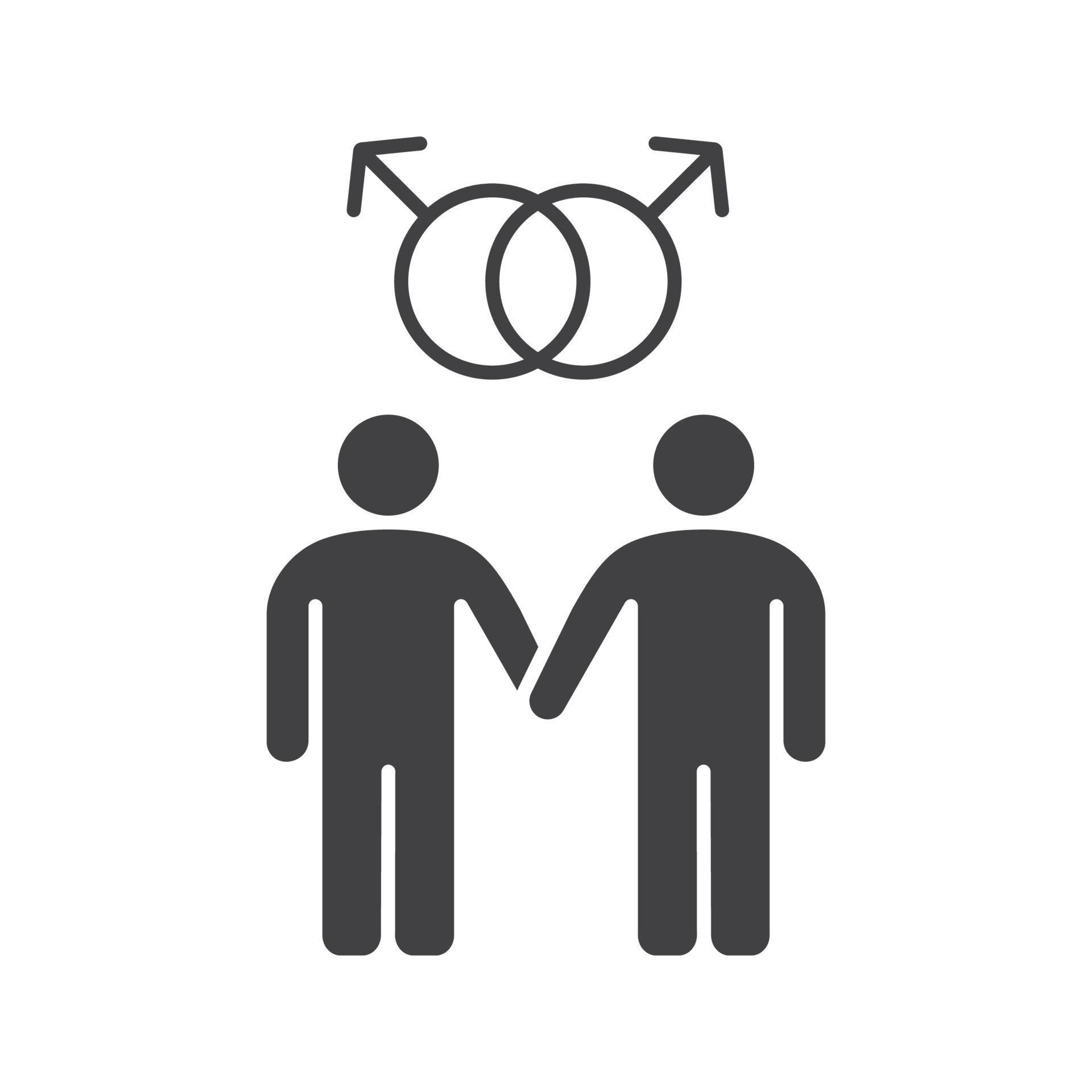 Gay Couple Glyph Icon Two Men Holding Hands Silhouette Symbol Gay