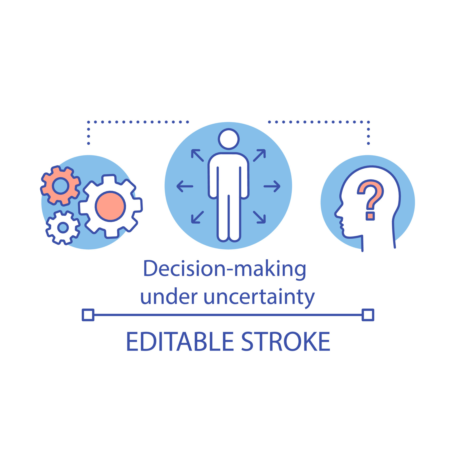 Decision-making under uncertainty concept icon. Ways to solve problem. Doubter. Difficult life ...