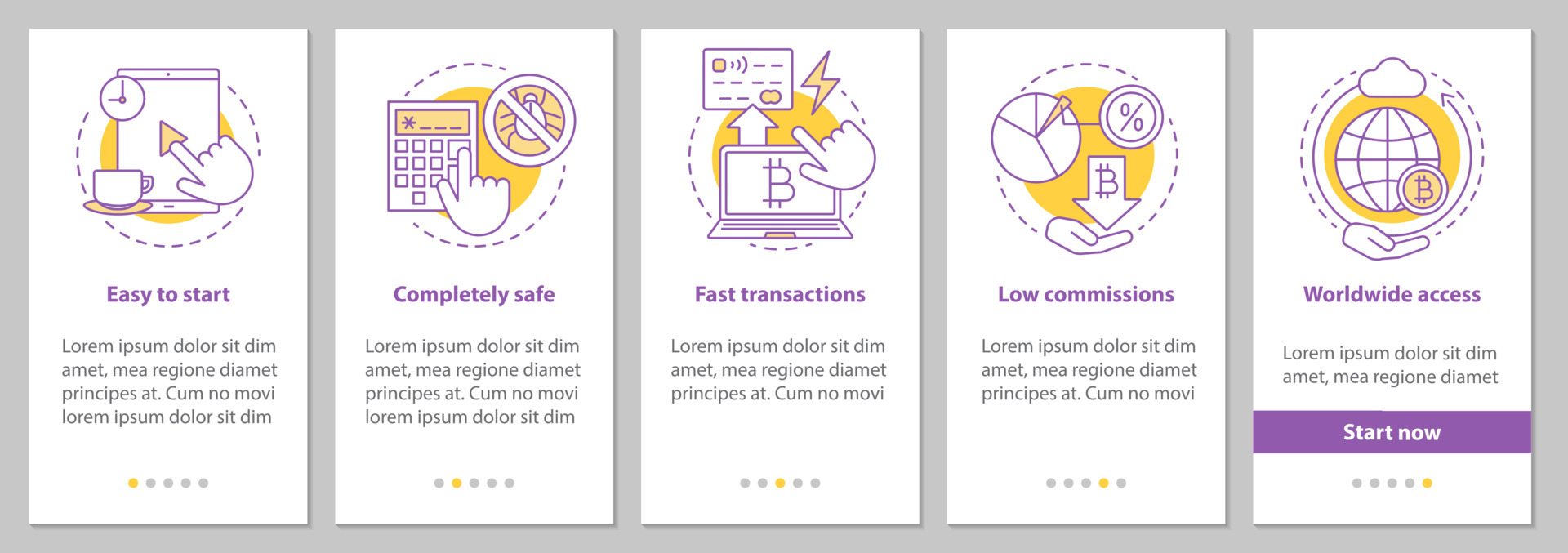 Internet Banking App Onboarding Mobile App Page Screen With Linear Concepts Credit Card