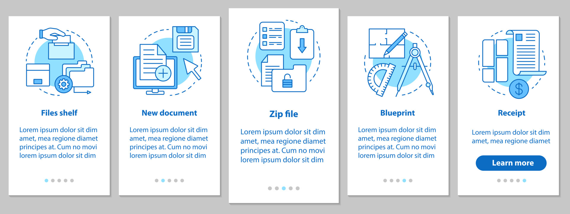 Big Data Onboarding Mobile App Page Screen With Linear Concepts Files
