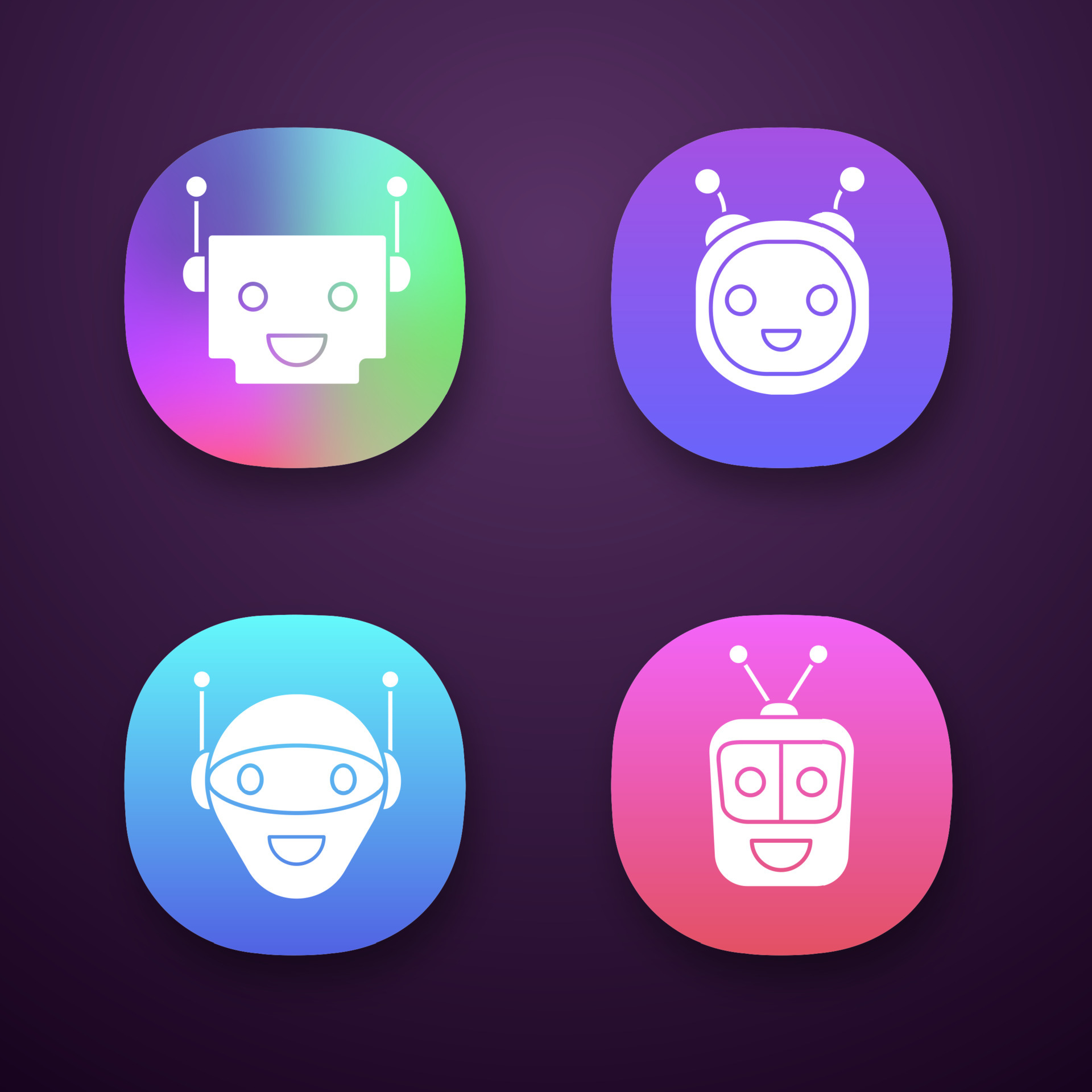Chatbots App Icons Set Ui Ux User Interface Talkbots Laughing
