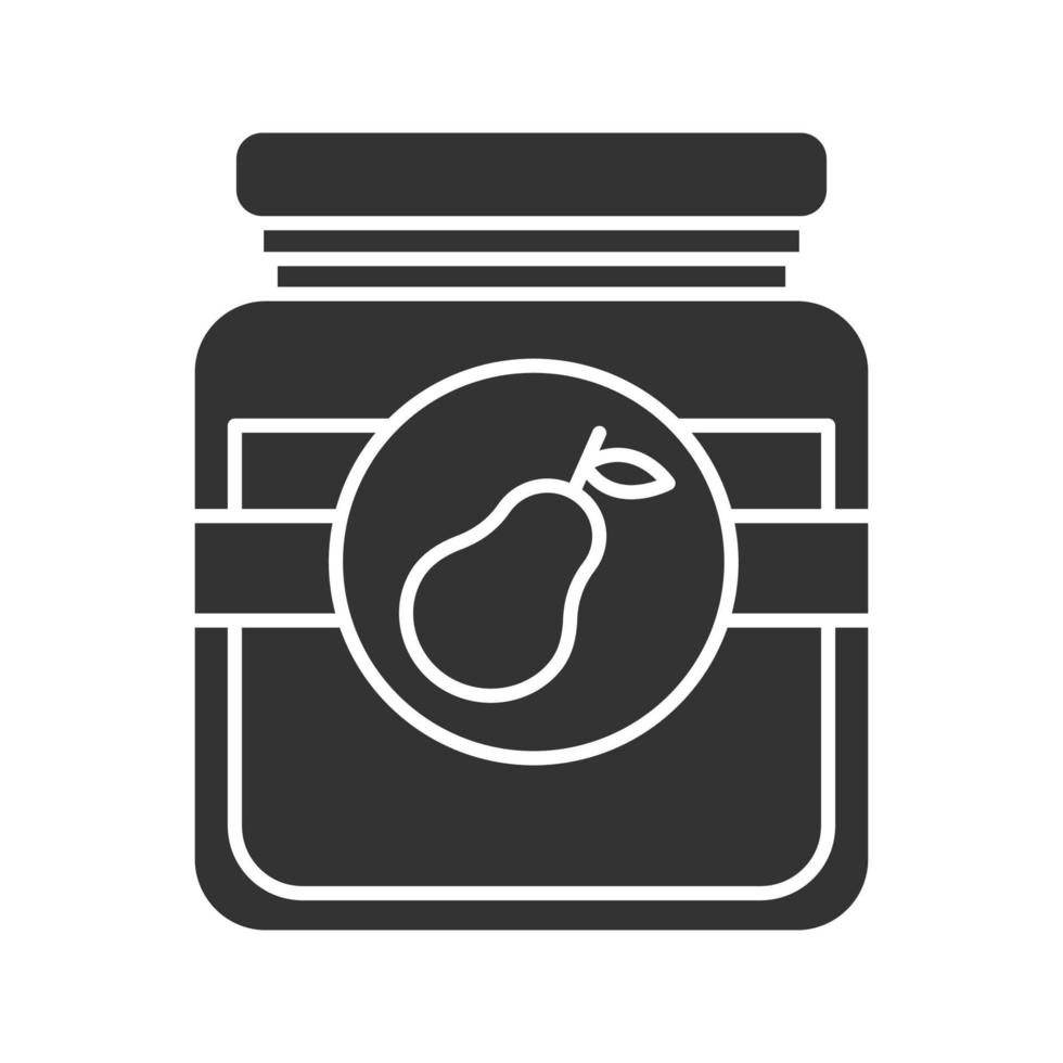 Pear Jam Jar Glyph Icon Fruit Preserve Silhouette Symbol Negative Space Vector Isolated