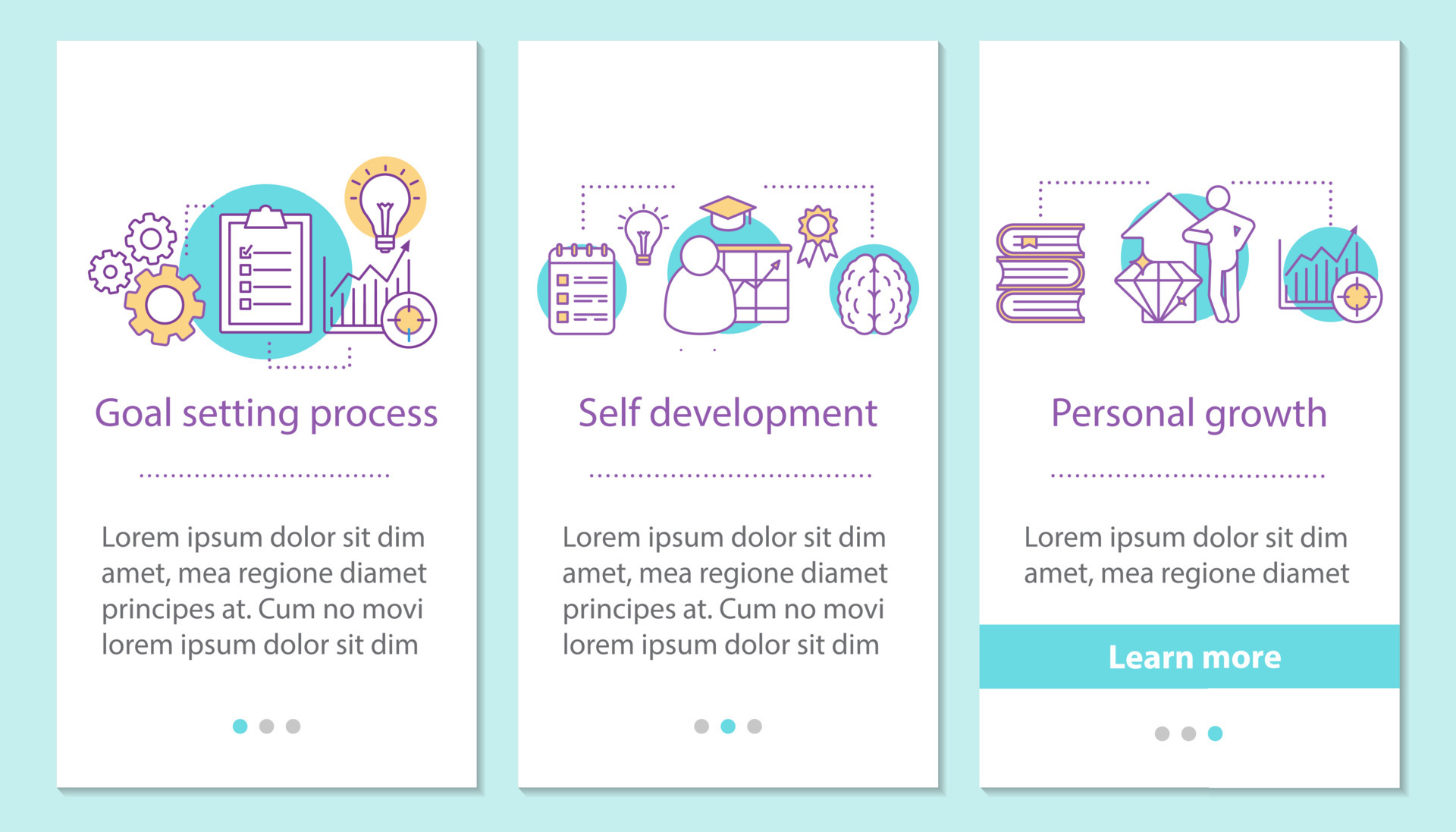 Success Achieving Onboarding Mobile App Page Screen With Concepts Goal Setting Process Self