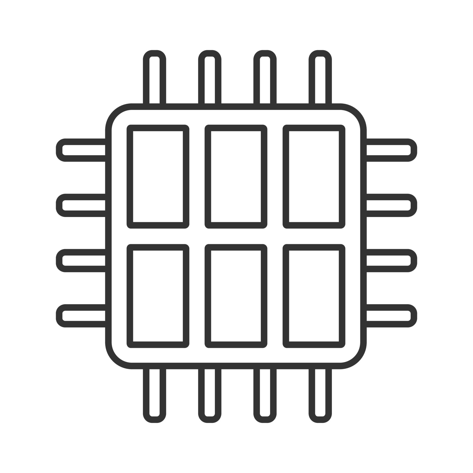 Six Core Processor Linear Icon Hexa Microprocessor Thin Line