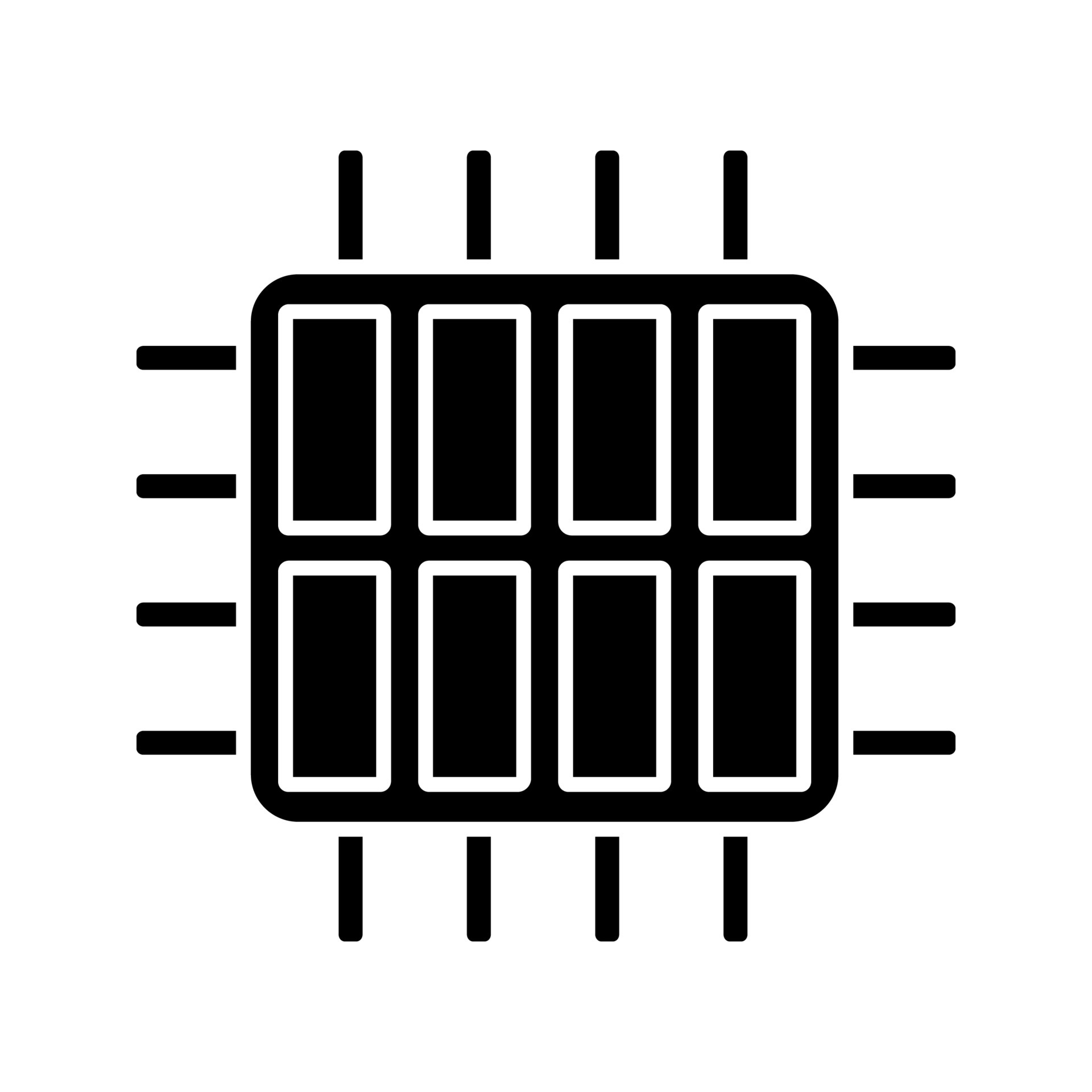 Octa Core Processor Glyph Icon Silhouette Symbol Eight Core