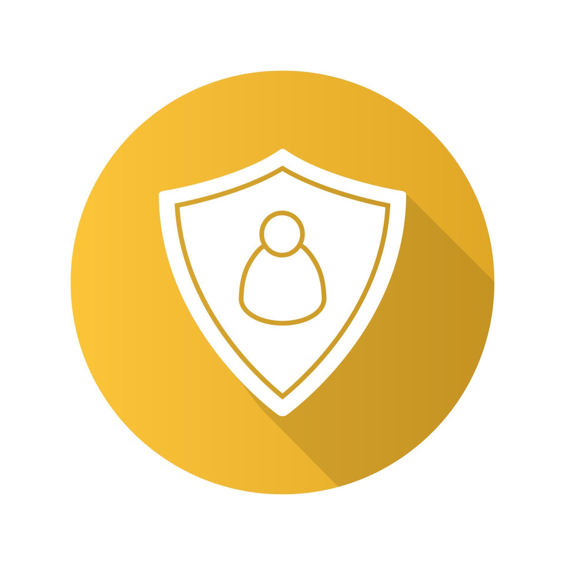 User Security Flat Design Long Shadow Icon Protection Shield With Man