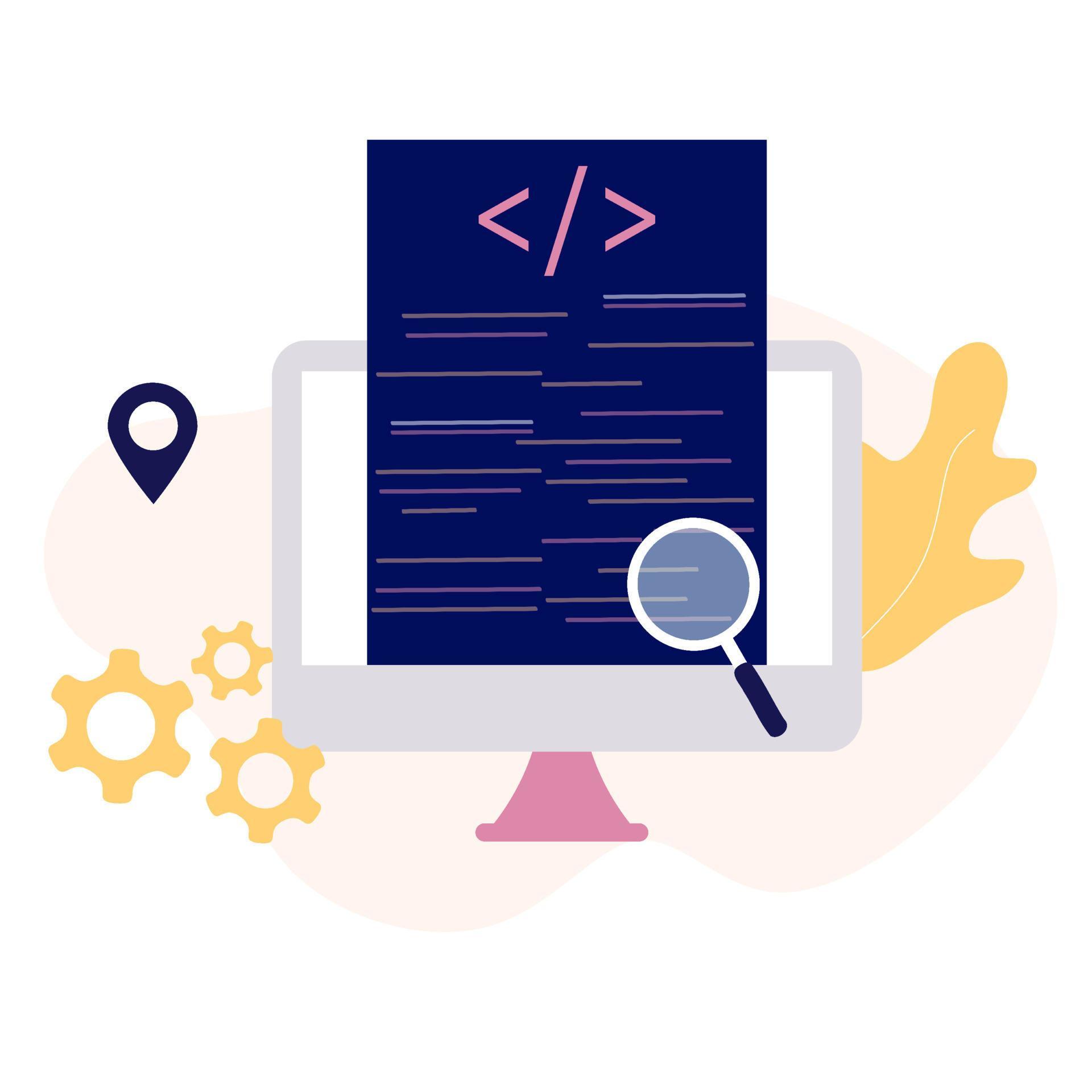 Modern flat design concept of software development coding process ...