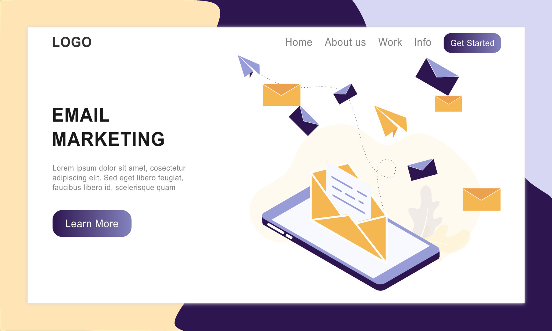 Simple landing page design template for digital marketing, ecommerce ...