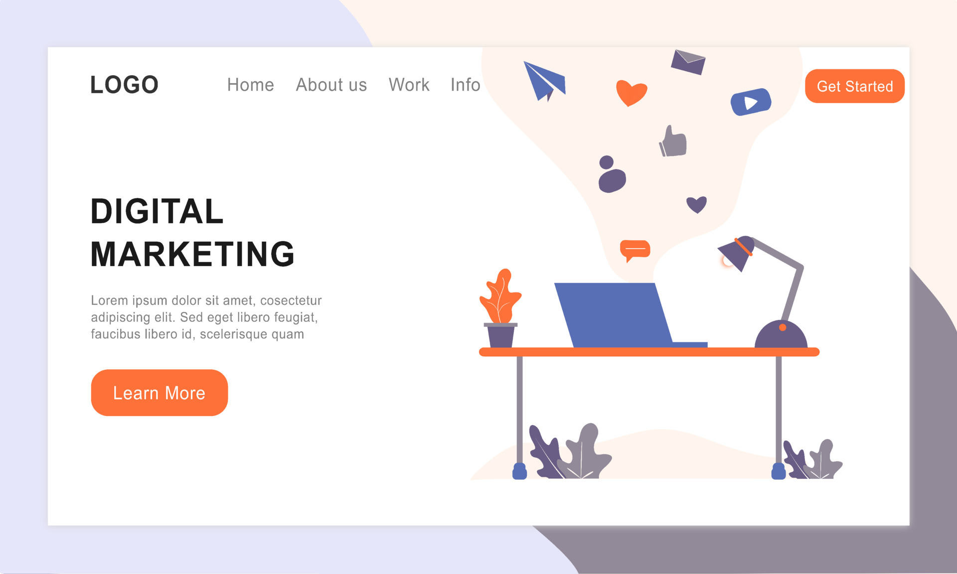 Simple landing page design template for digital marketing, ecommerce ...