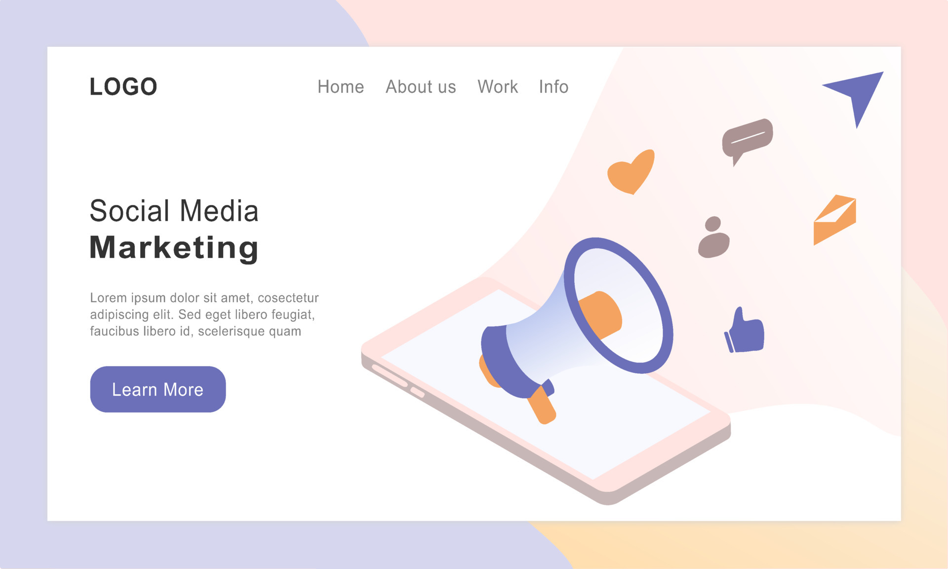 Simple landing page design template for digital marketing, ecommerce ...