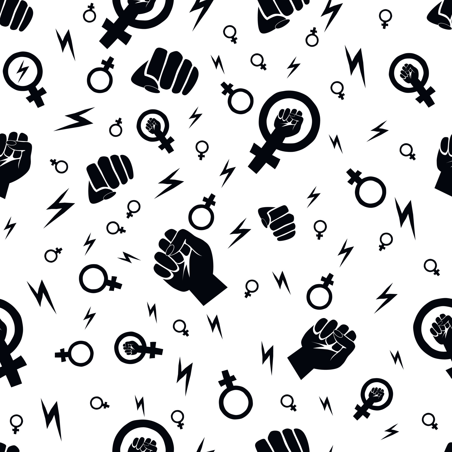 Seamless Pattern Feminist Concept We Can Do It Girls Power