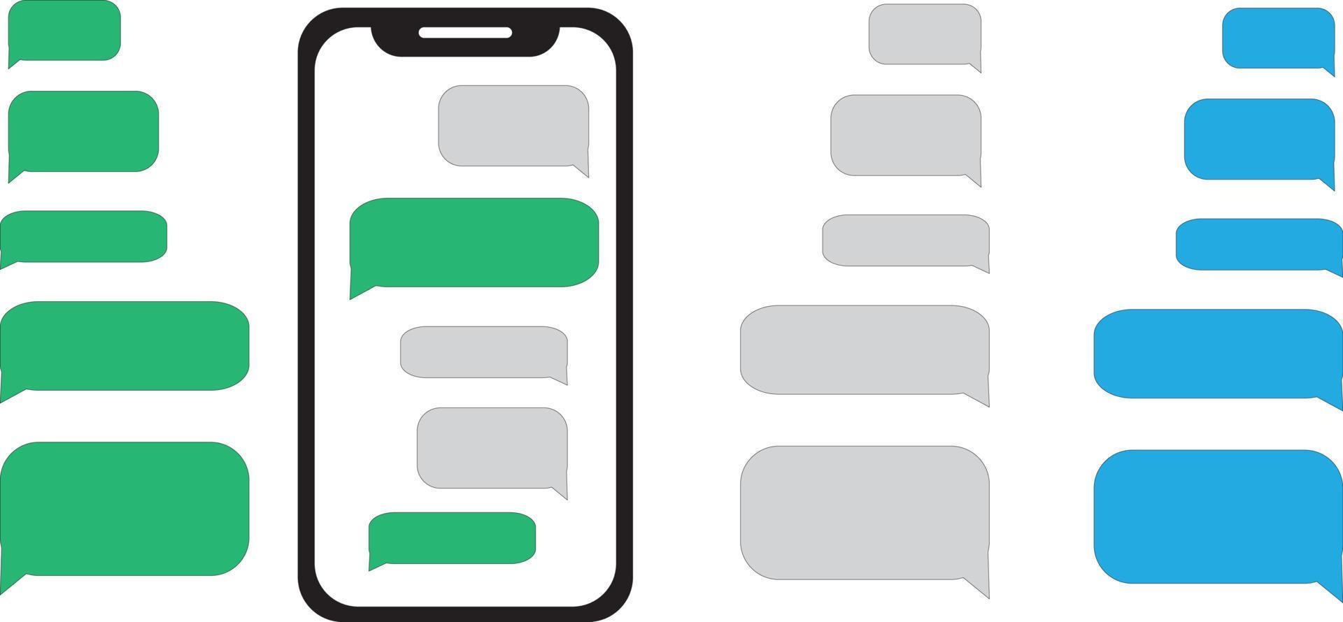 Chat bubbles on smartphone screen. Message bubble template vector ...