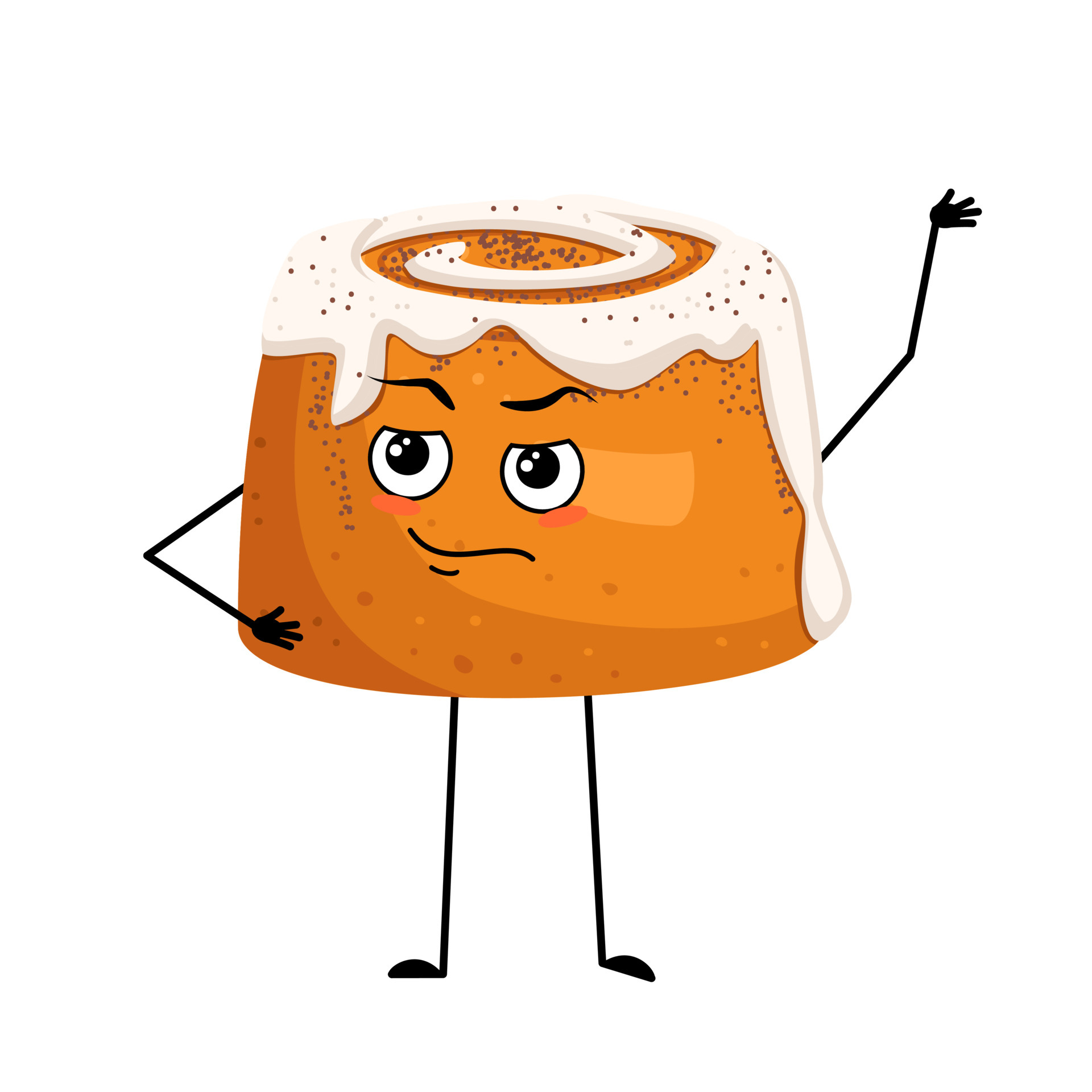 Cute Cinnamon Pastry Bun Character With Emotions Of A Hero A Brave
