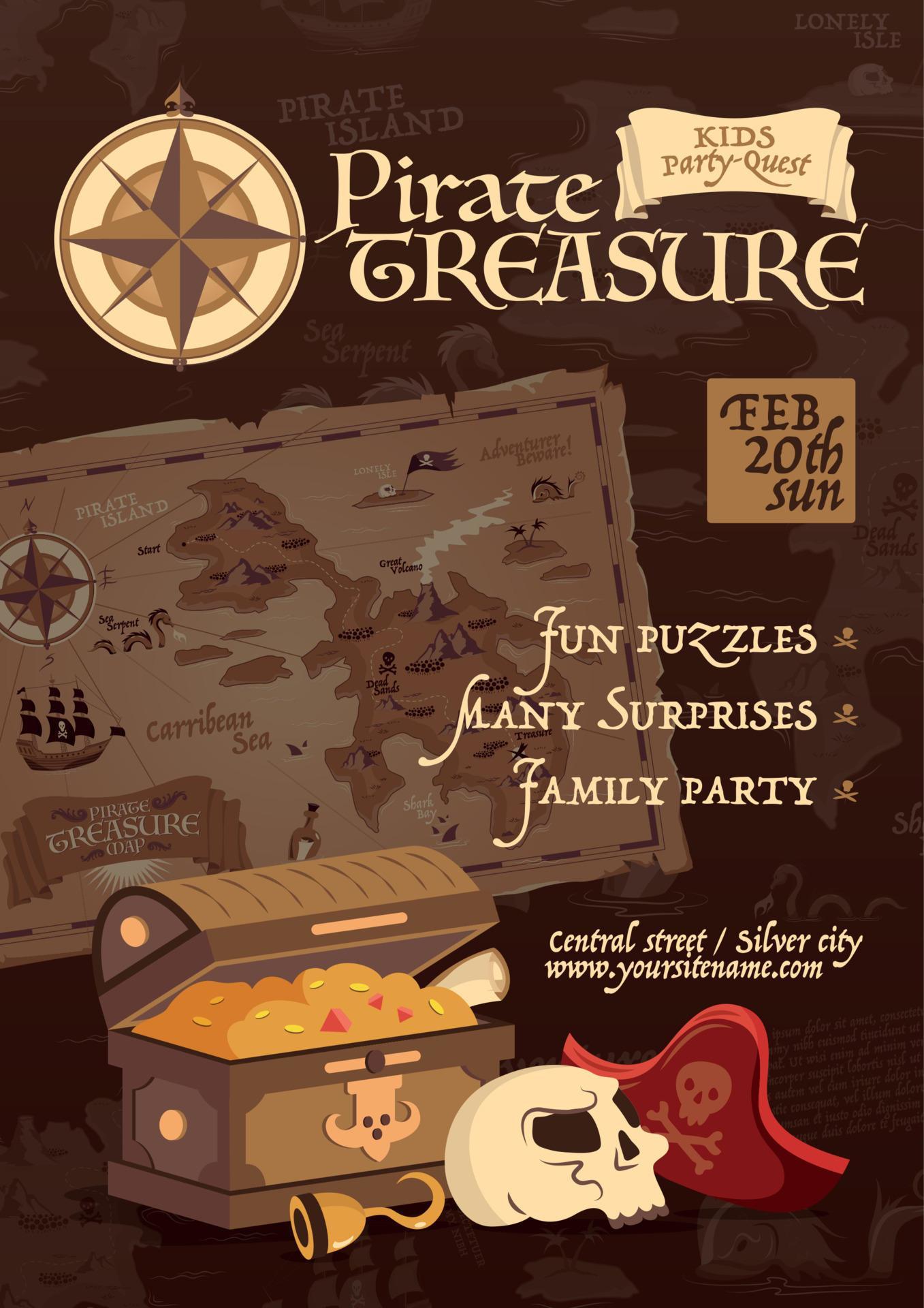 Pirate Treasure Poster 4471112 Vector Art at Vecteezy