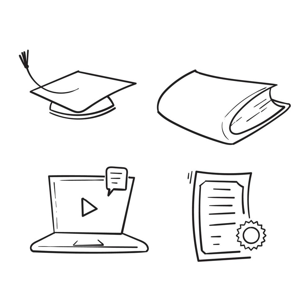 hand drawn Online education line icons. Set of education, webinar ...