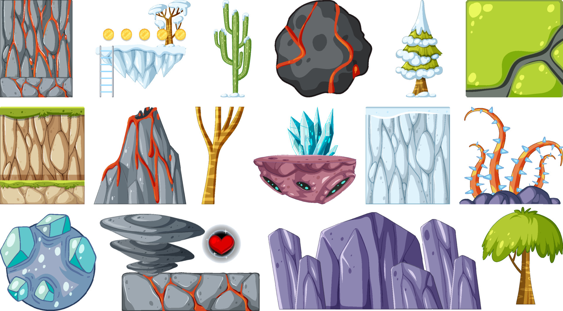 Set of isolated game objects and elements 4473661 Vector Art at Vecteezy