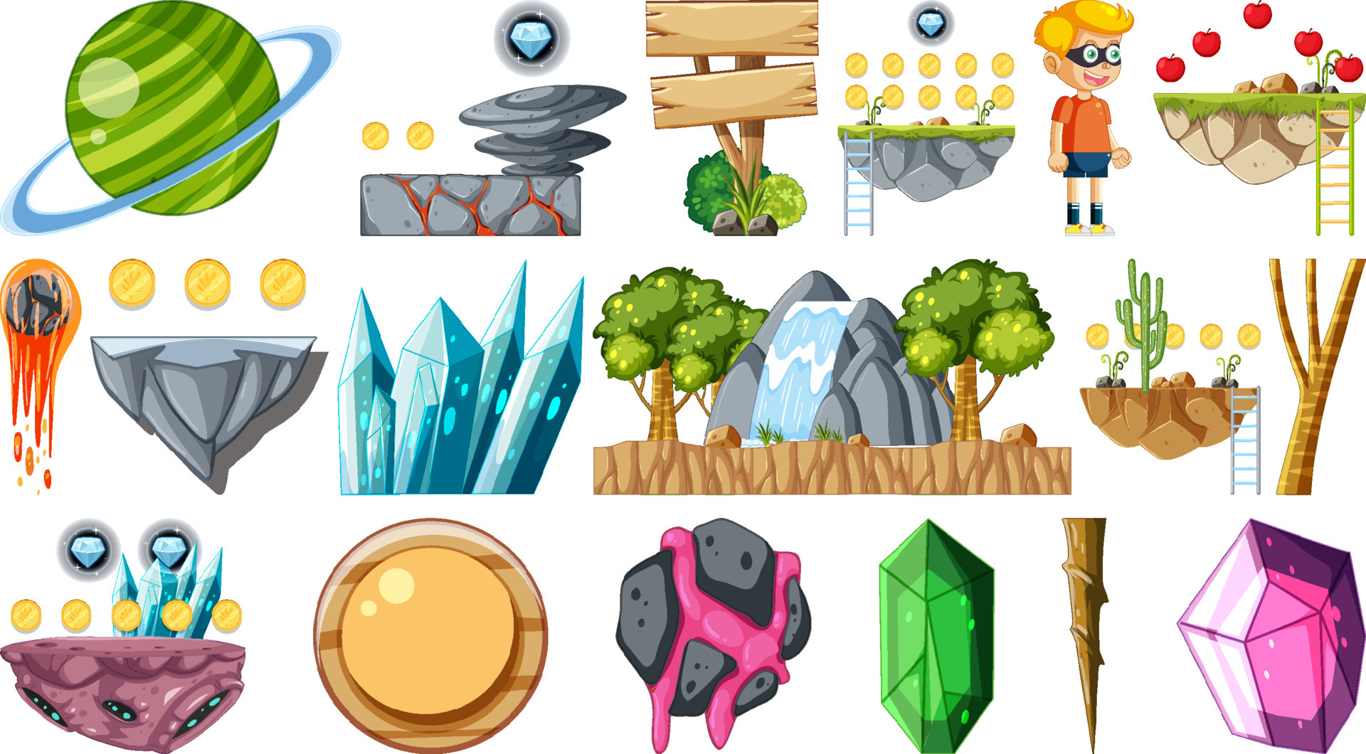 Set of isolated game objects and elements 4473669 Vector Art at Vecteezy