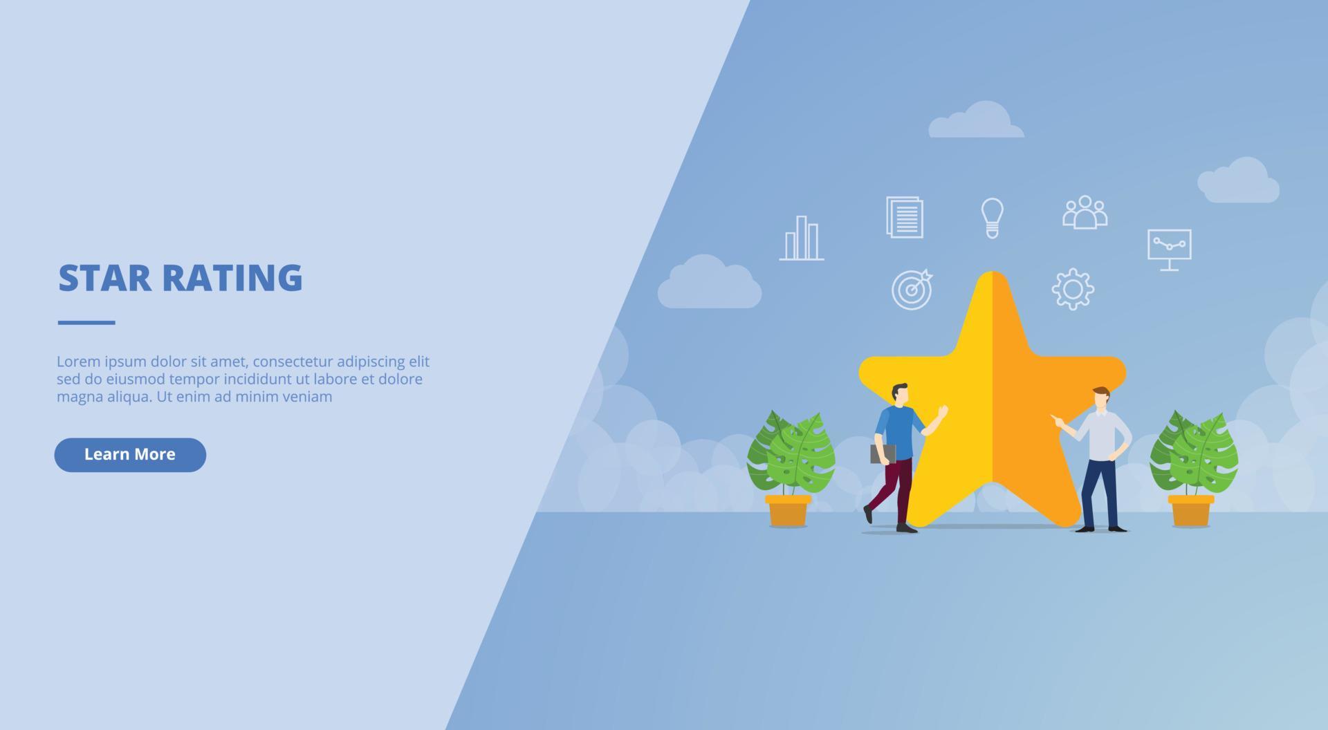 star rating concept for website landing homepage template banner or ...