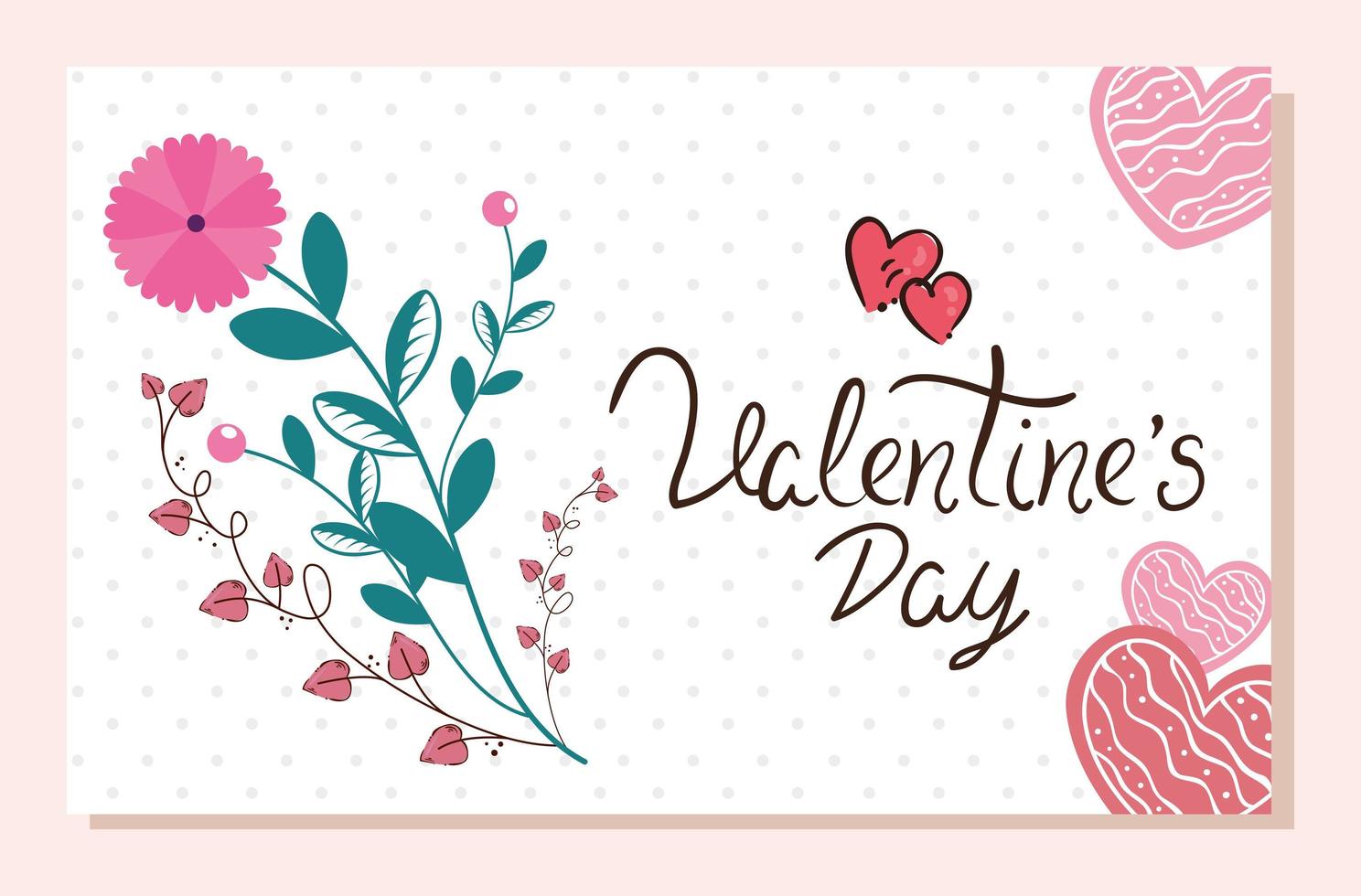 valentines day card with flower and hearts 4475766 Vector Art at Vecteezy