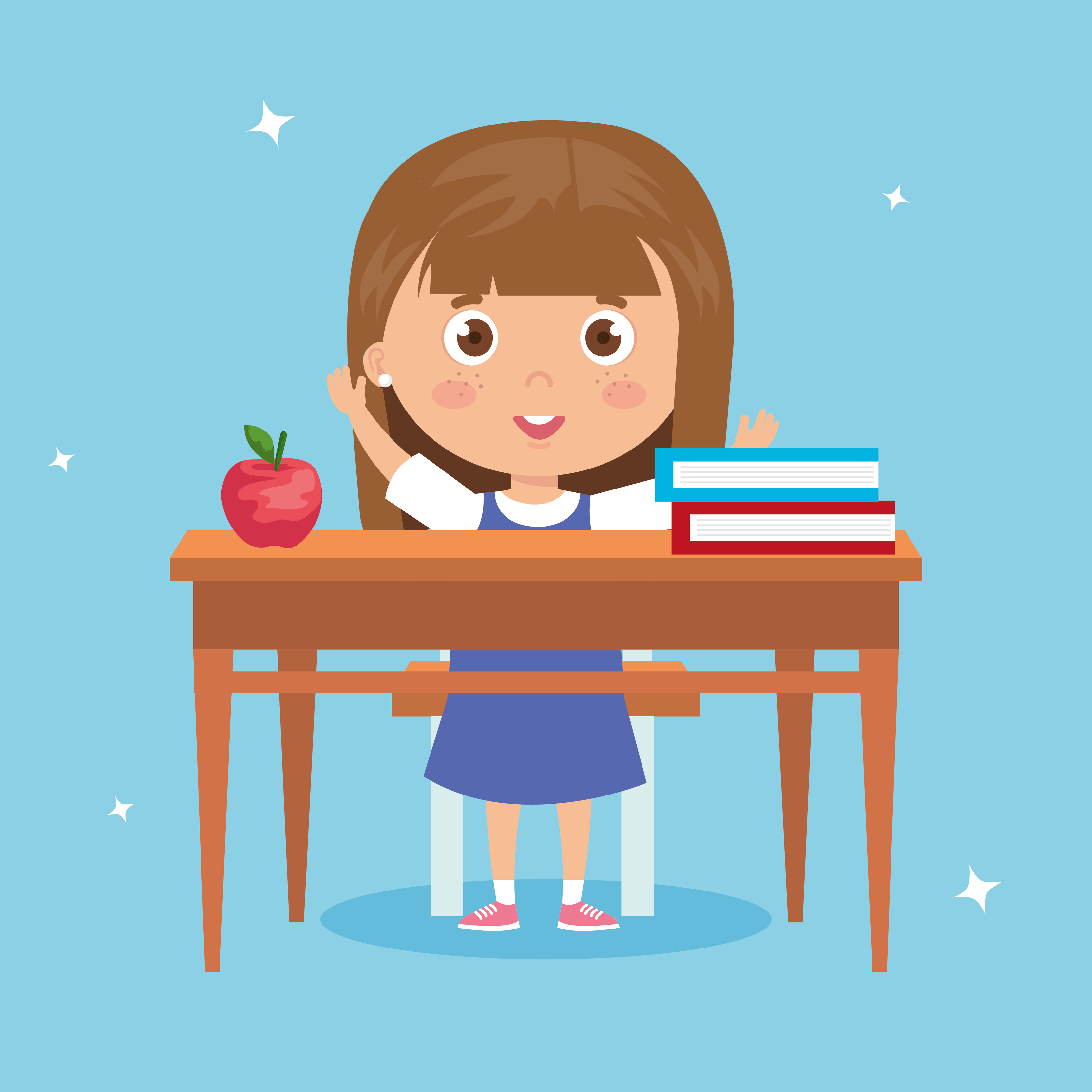 School Girl At Desk Clipart
