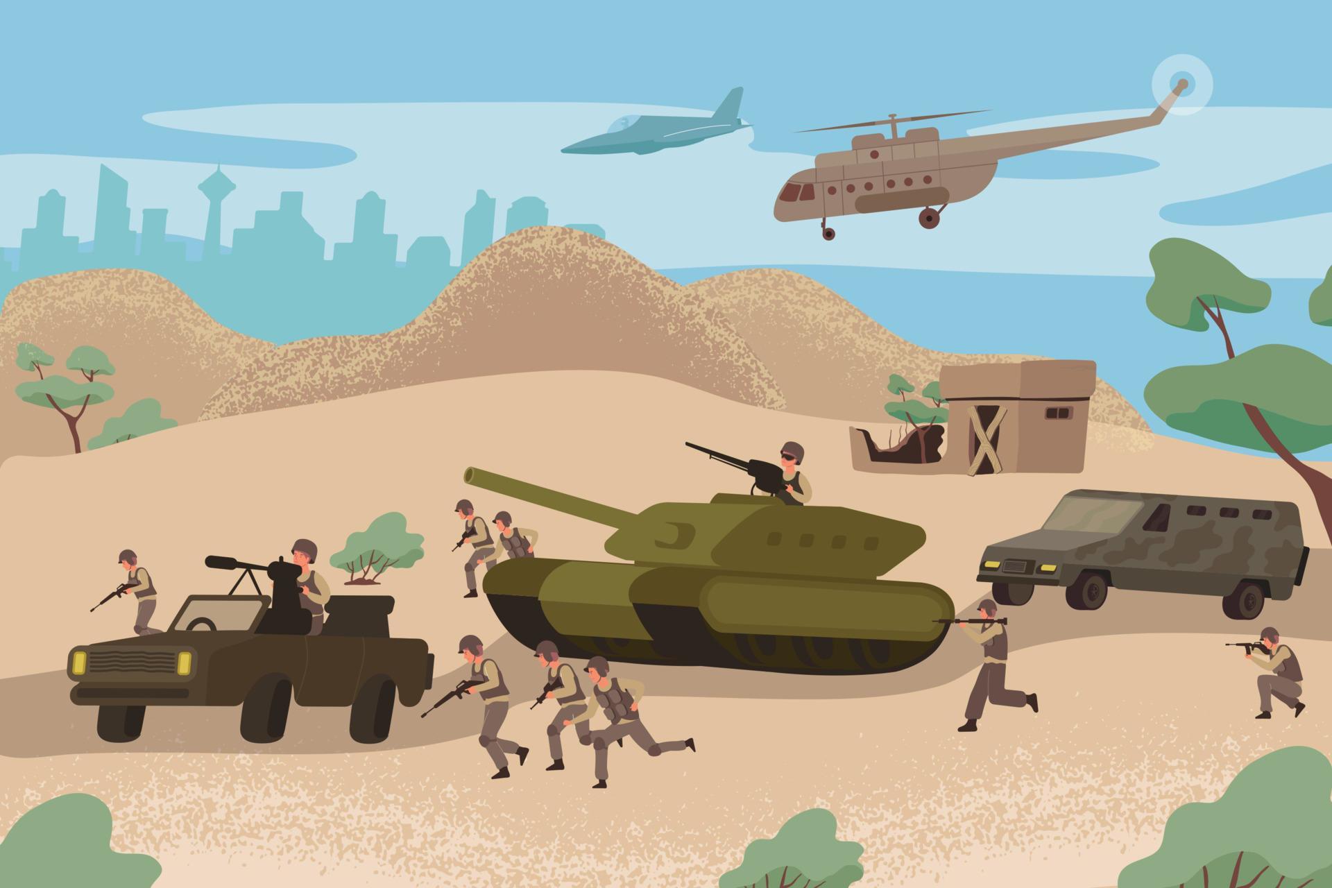 War Attack Composition 4479825 Vector Art at Vecteezy