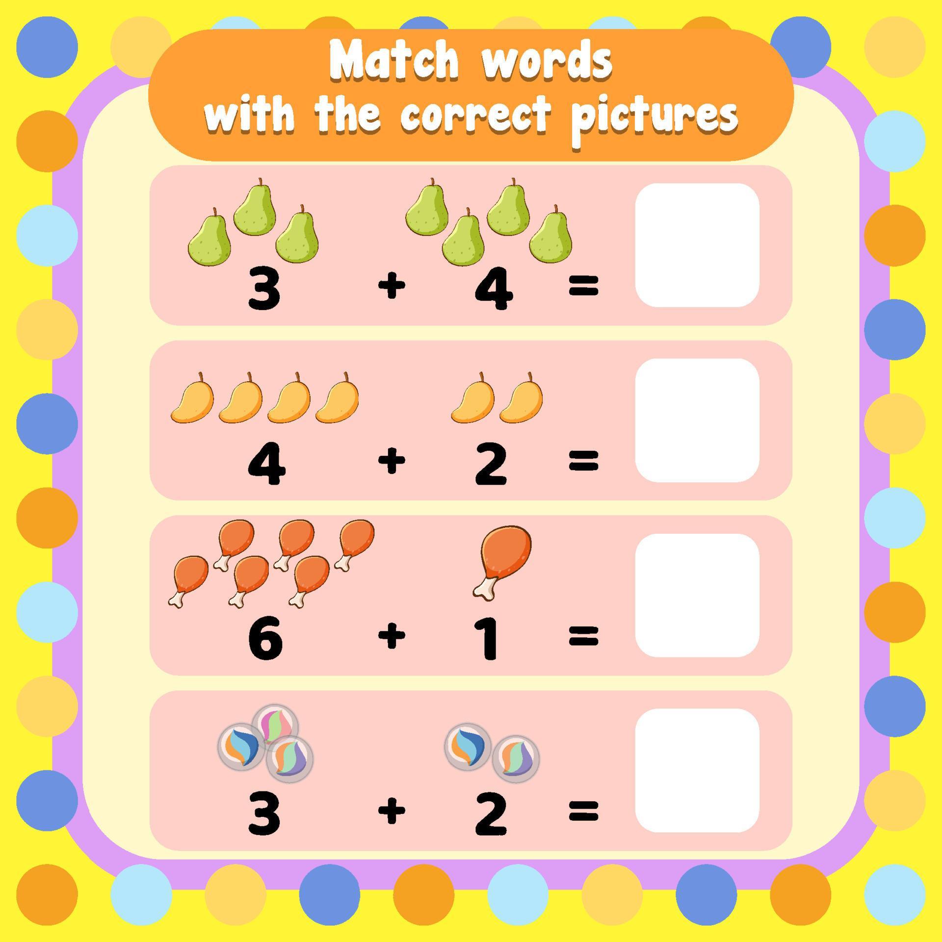 Preschool Addition Math Worksheet Template 4480619 Vector Art At Vecteezy Preschool Addition Math Worksheet Template 4480619 Vector Art At Vecteezy