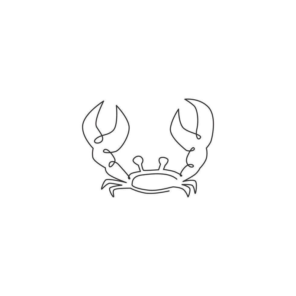 One Continuous Line Drawing Of Cute Crab With Big Claw For Seafood Logo Identity Adorable Sea