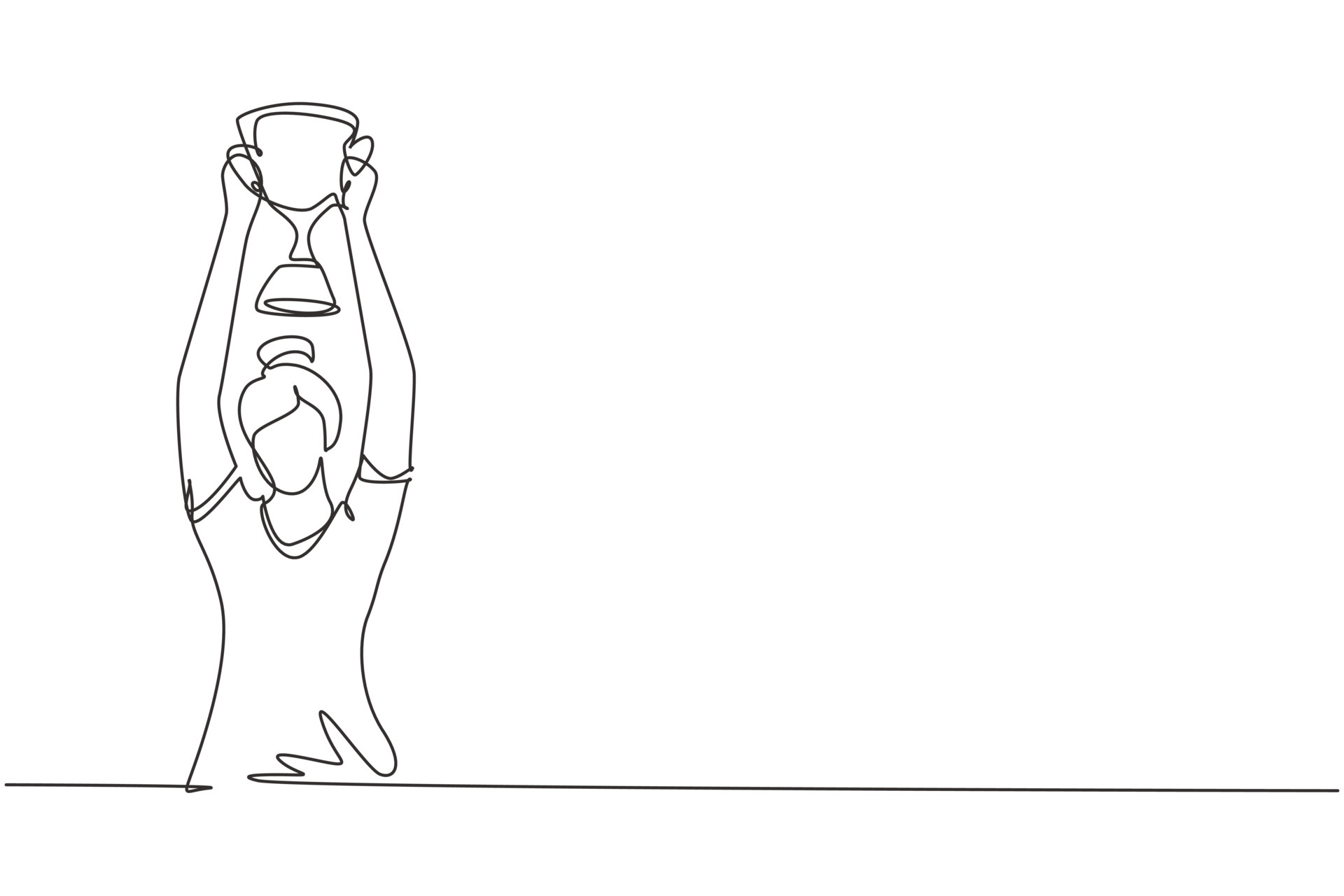 Single continuous line drawing female athlete wearing sports jersey ...