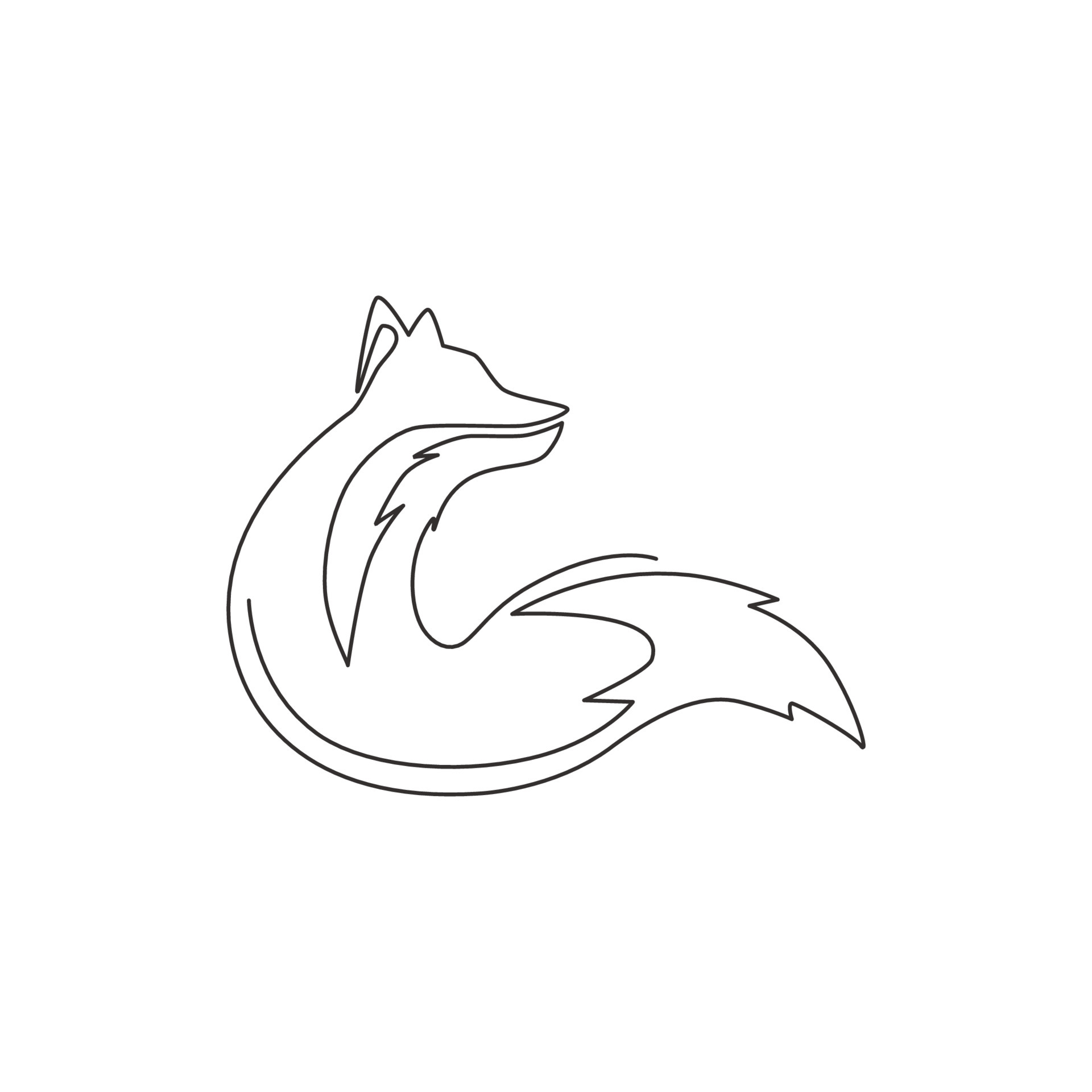 One single line drawing of cute fox company logo identity. City zoo ... One single line drawing of cute fox company logo identity. City zoo ...