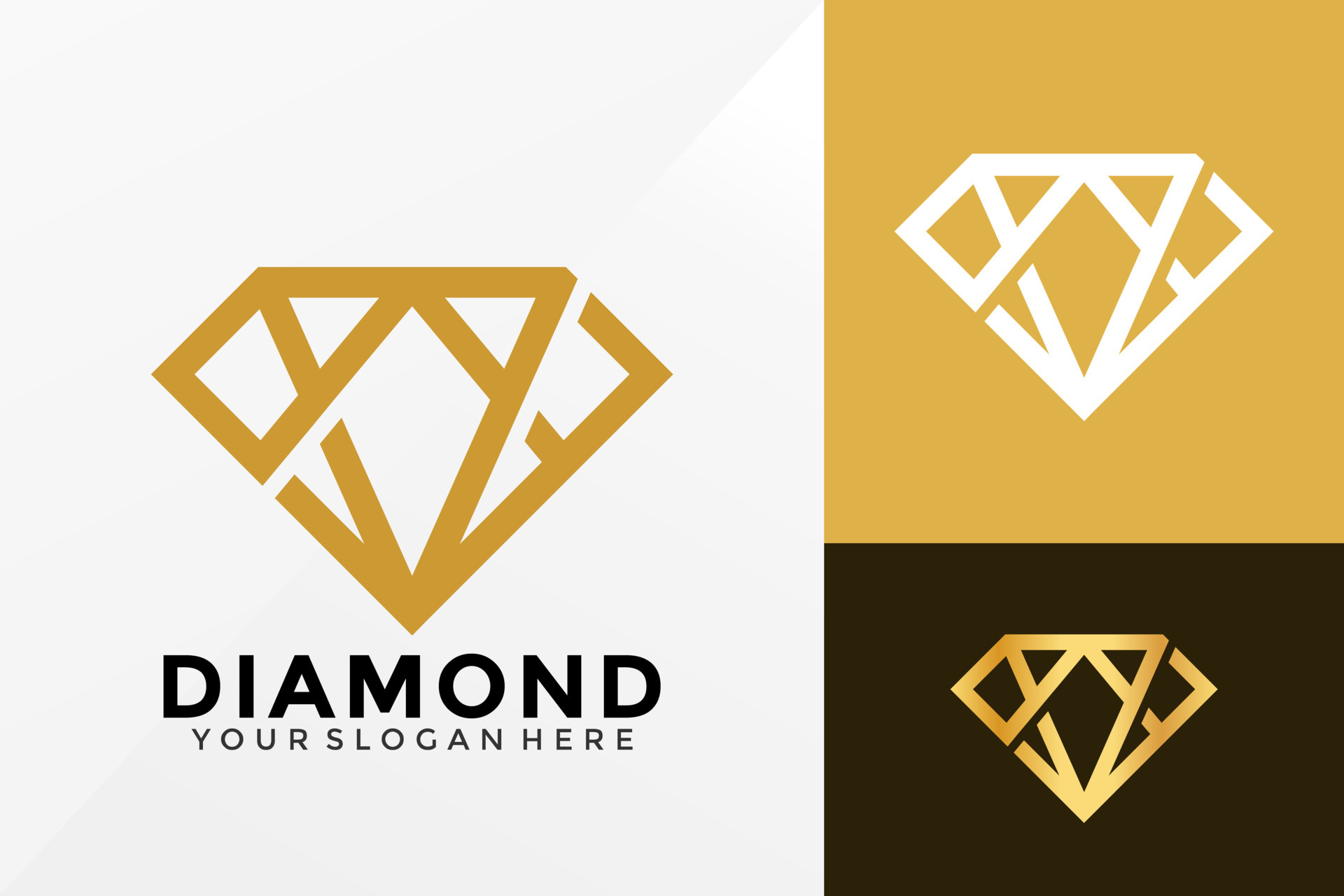 Golden Abstract Diamond Logo Design, Brand Identity logos vector, modern logo, Logo Designs ...