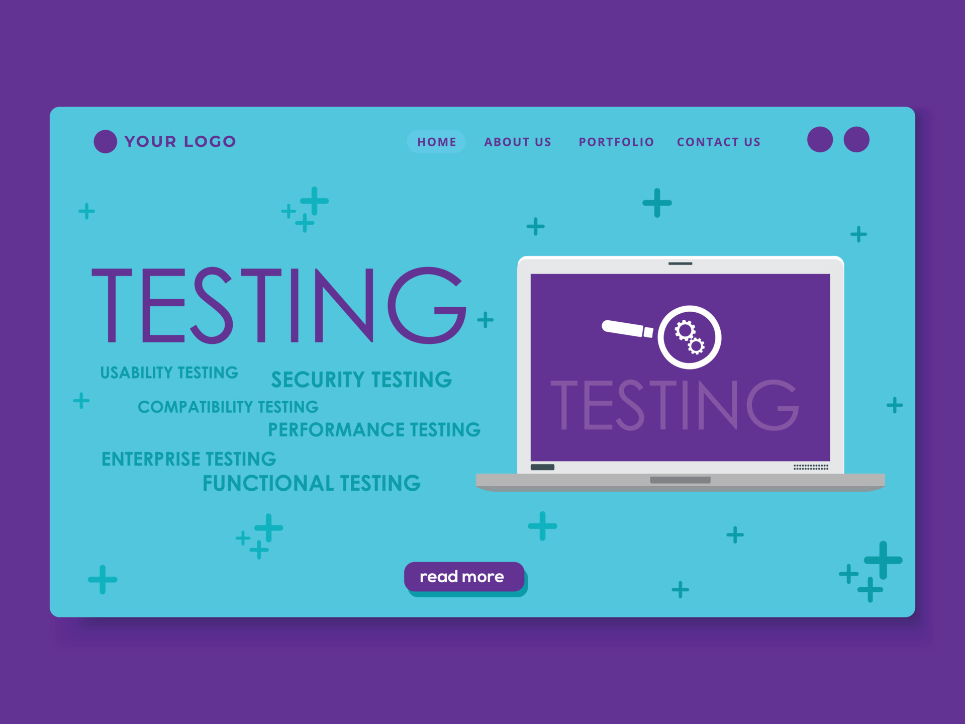 Software Testing Concept Website Landing Page Ui Design Vector