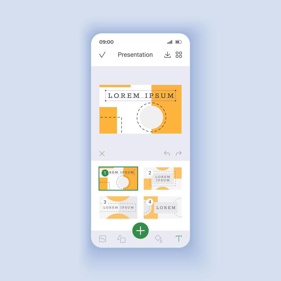 Presentation making light smartphone interface vector template. Mobile ...