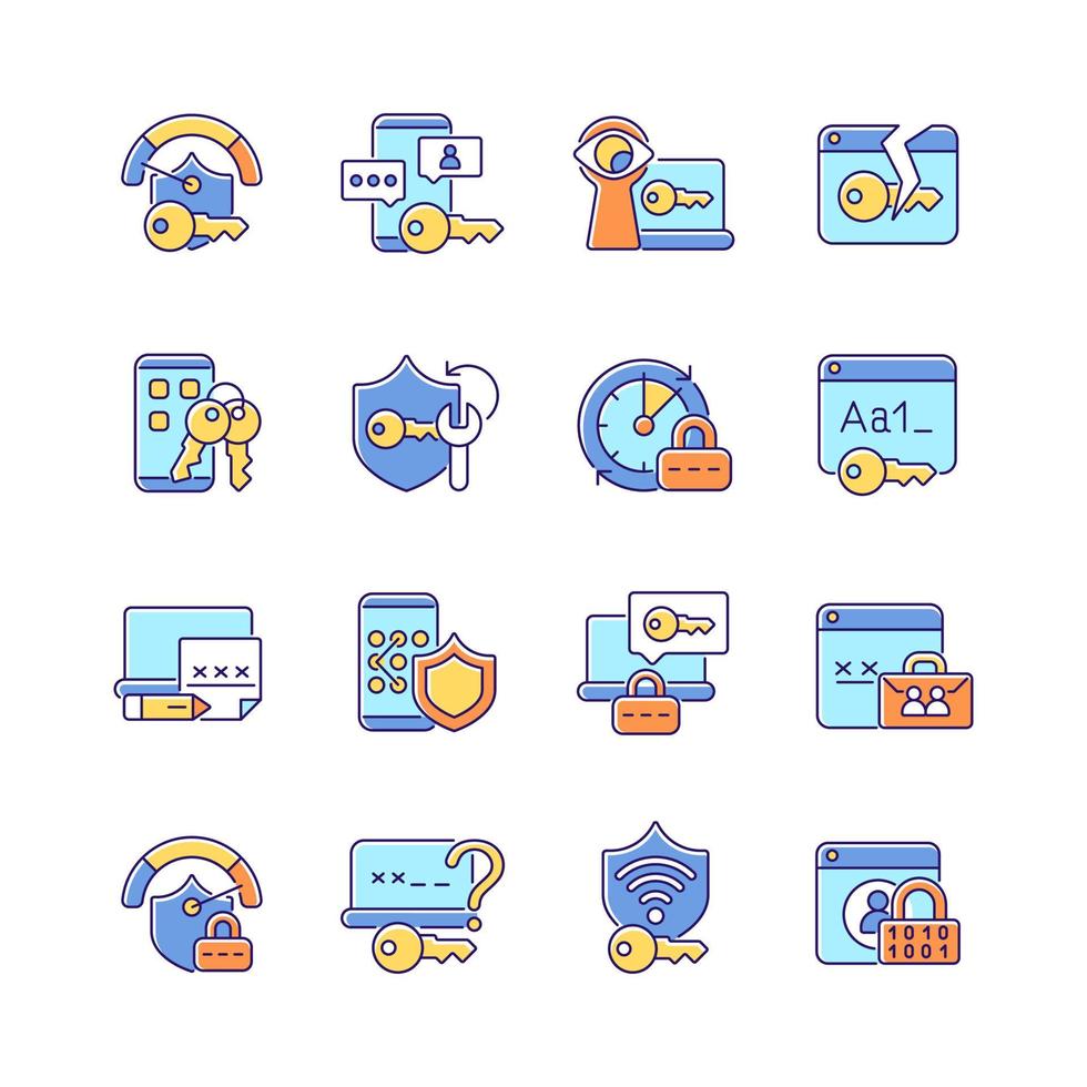 Password Management Rgb Color Icons Set Smartphone And Computer Safeguard Internet Safety