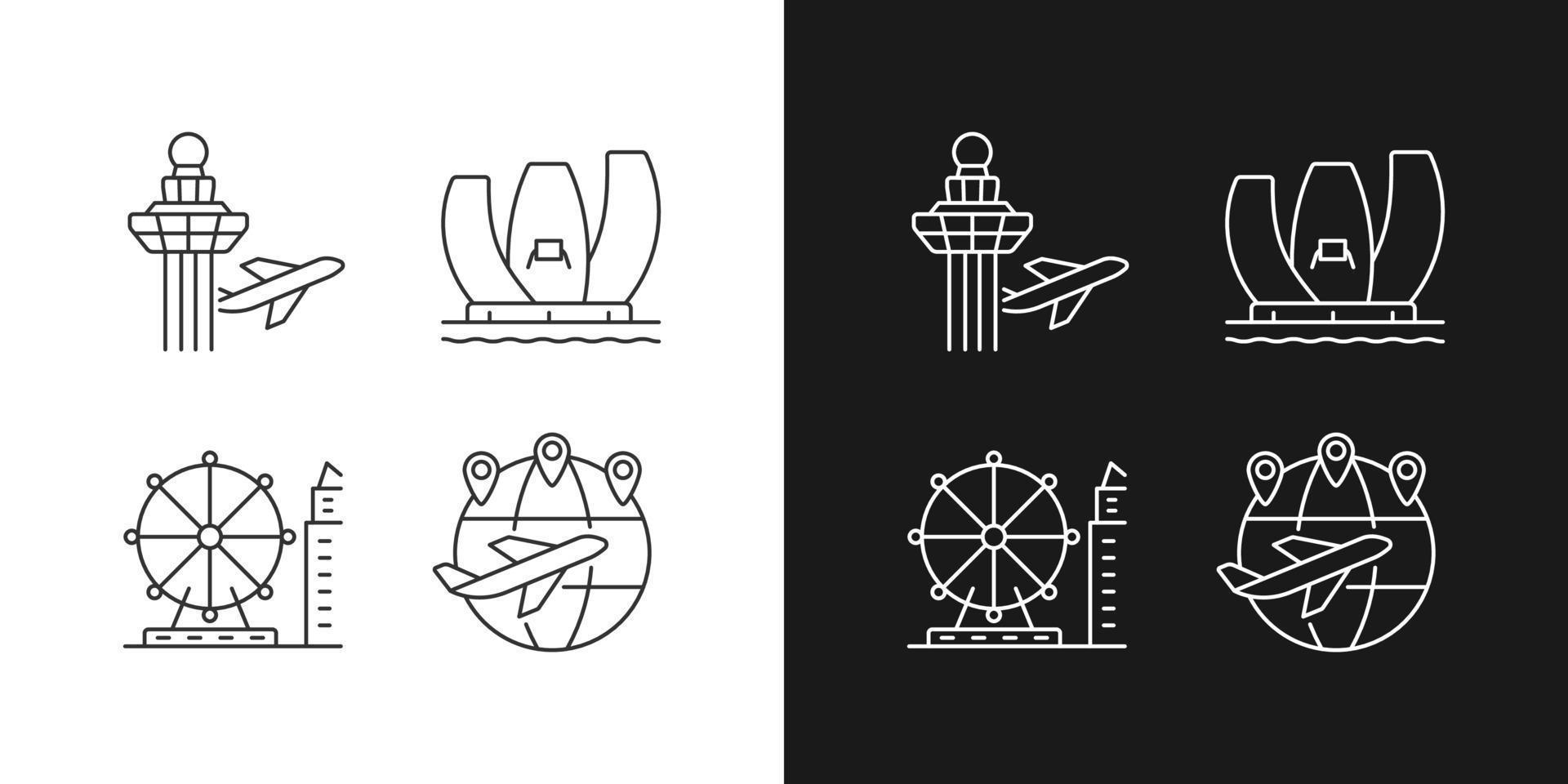 Tourist attractions in Singapore linear icons set for dark and light ... Tourist attractions in Singapore linear icons set for dark and light ...