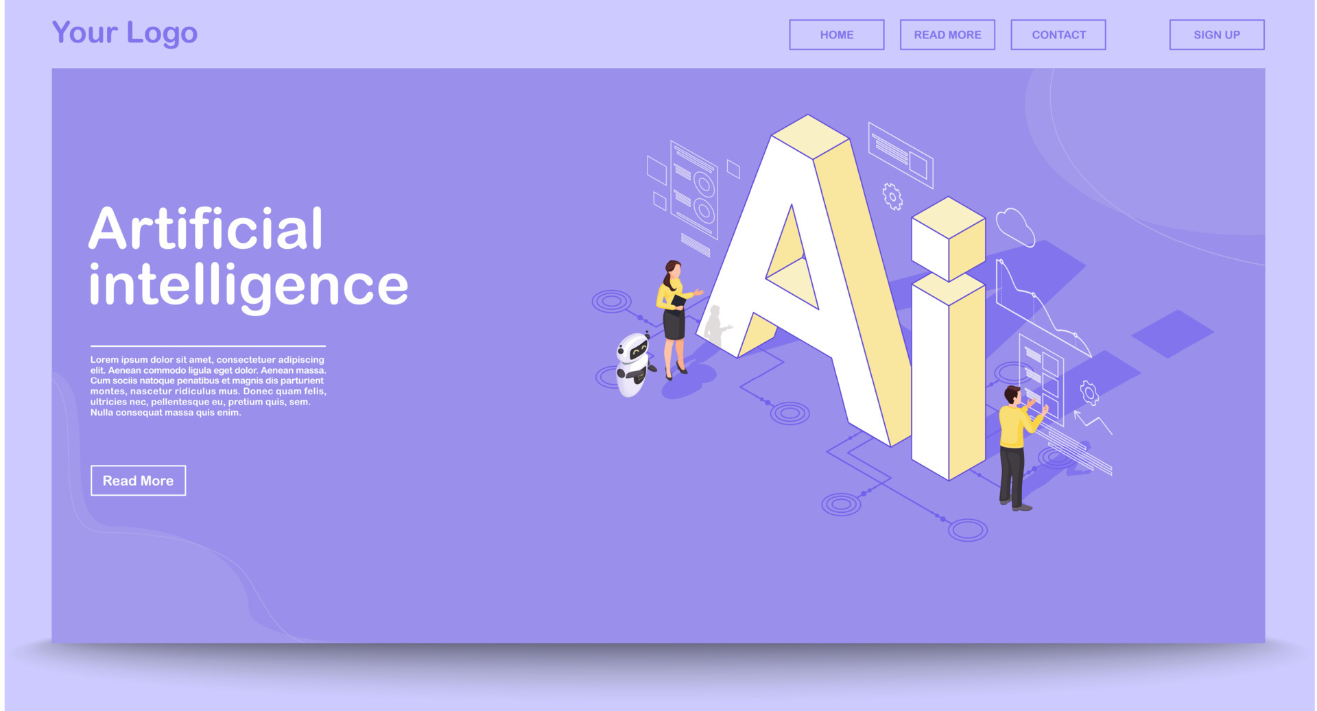 AI isometric web page vector template with isometric illustration ...