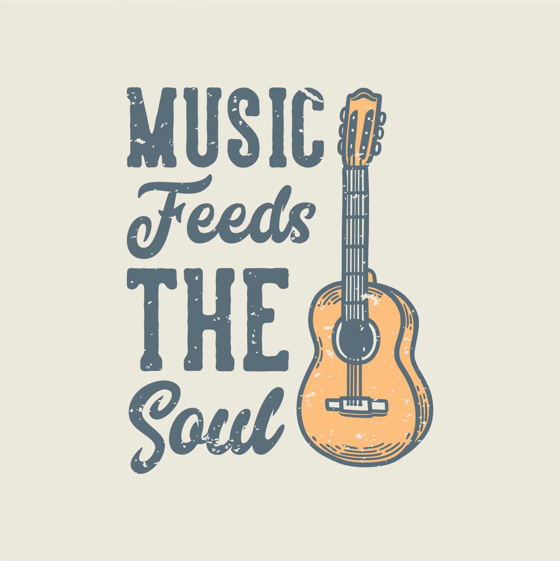 Vintage Slogan Typography Music Feeds The Soul For T Shirt Design vintage-slogan-typography-music-feeds-the-soul-for-t-shirt-design