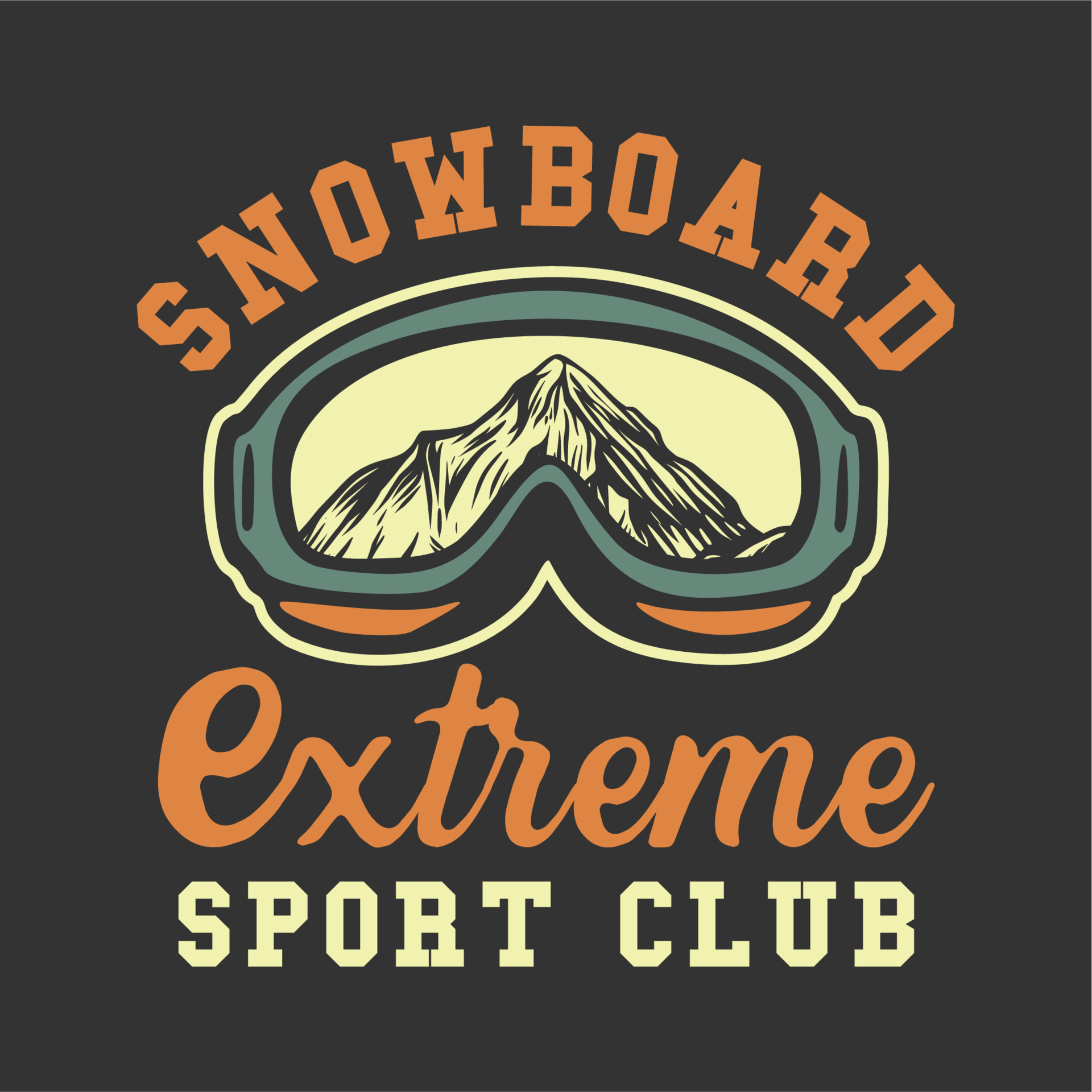 logo design snowboard extreme sport club with snow goggles vintage ...