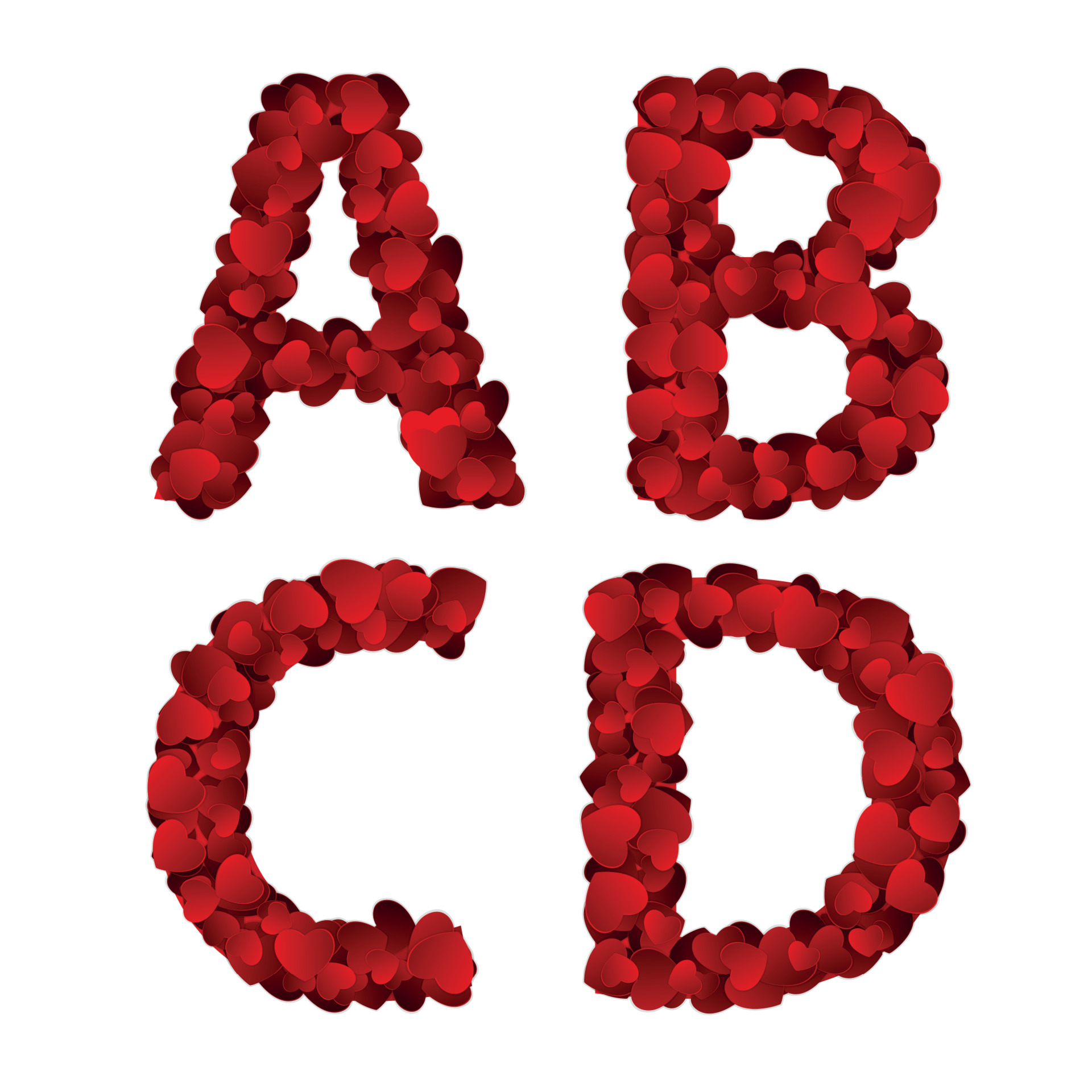 Valentine Day Alphabet of Hearts Vector Illustration 4544810 Vector Art ...